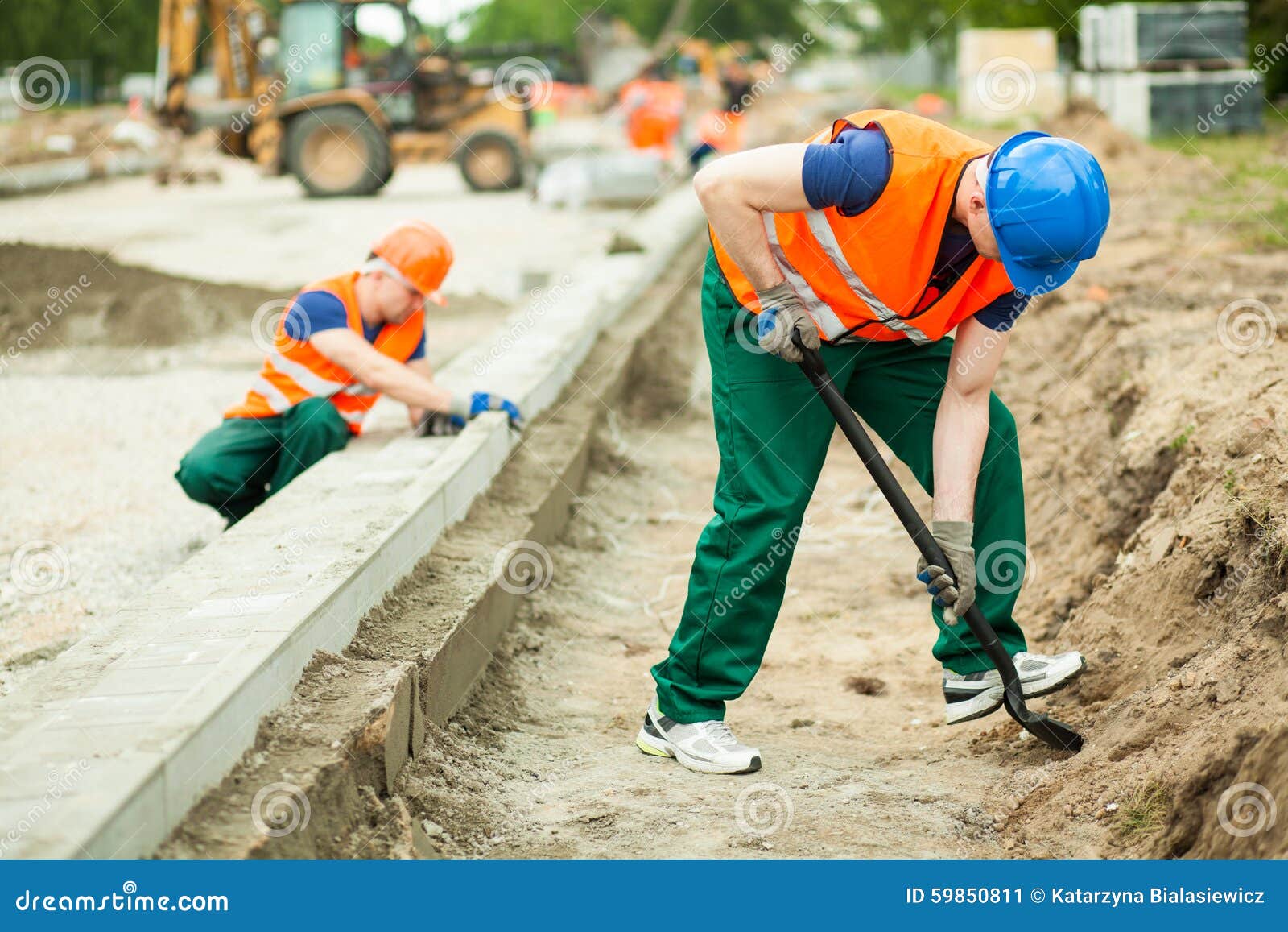 Two builders working stock image. Image of reflective - 59850811