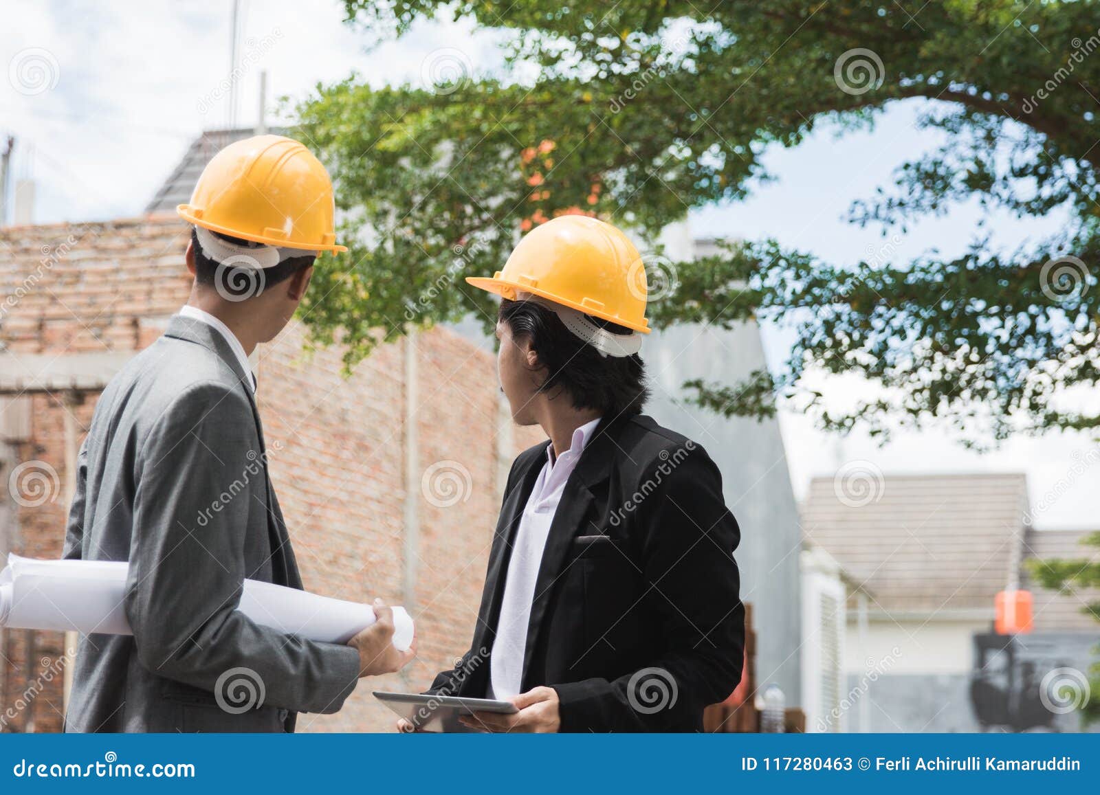 Designers Discussing Construction Plan Stock Image - Image of connect ...