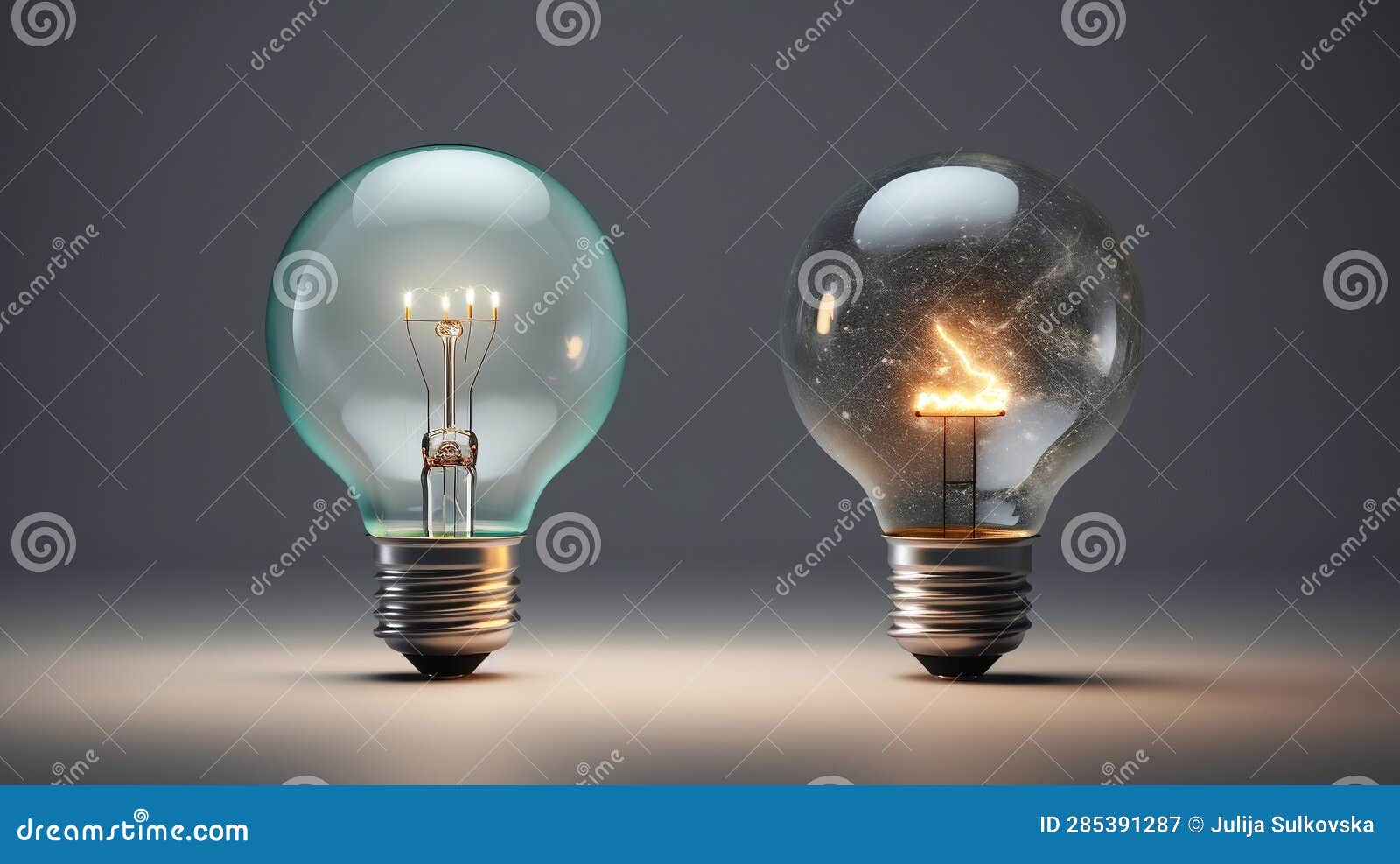 Two Bulbs, One Light Bulb, One Environment Pollution, Generative AI ...
