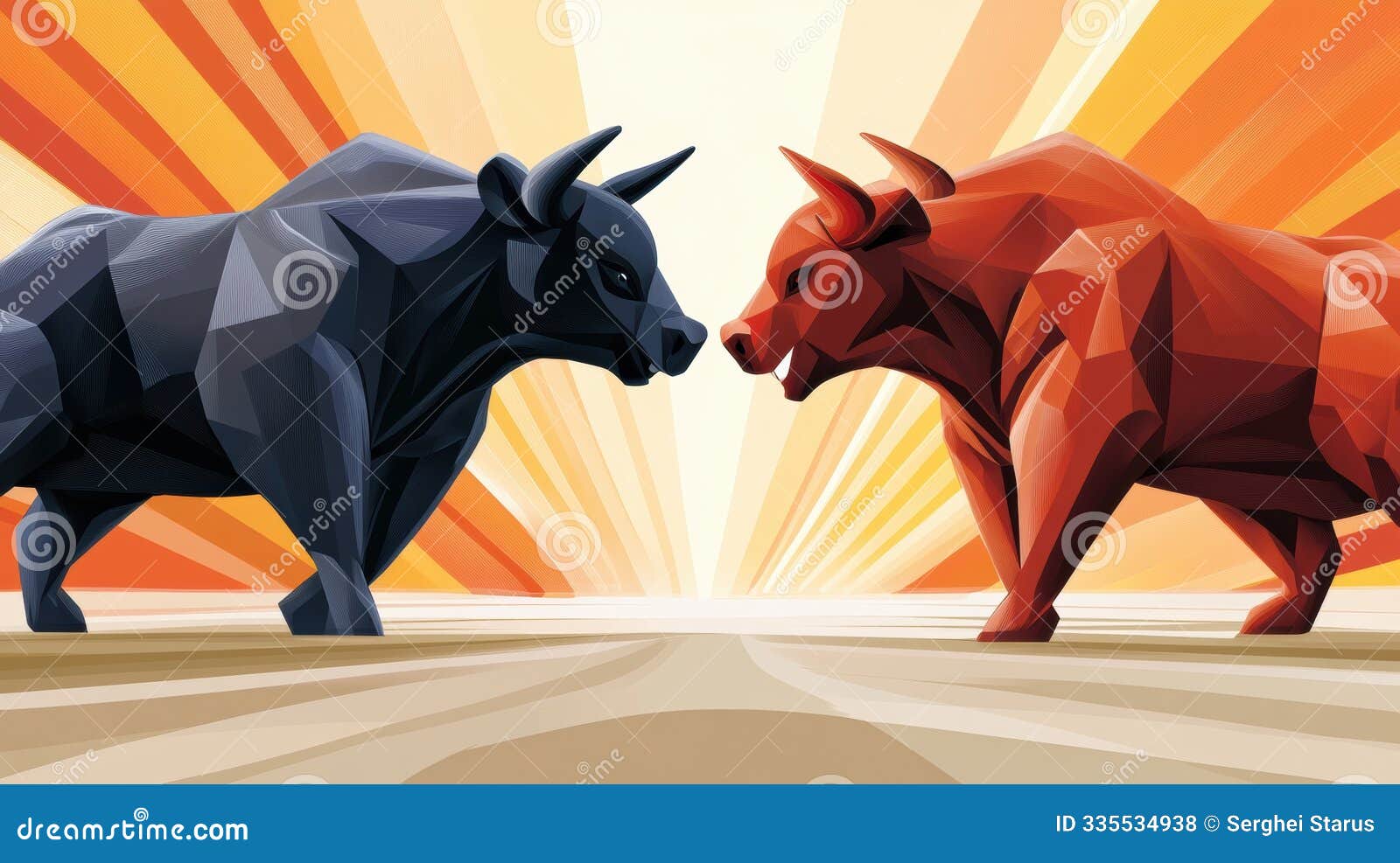 Two Bulls are Facing Each Other in a Low Poly Style, AI Stock Photo ...