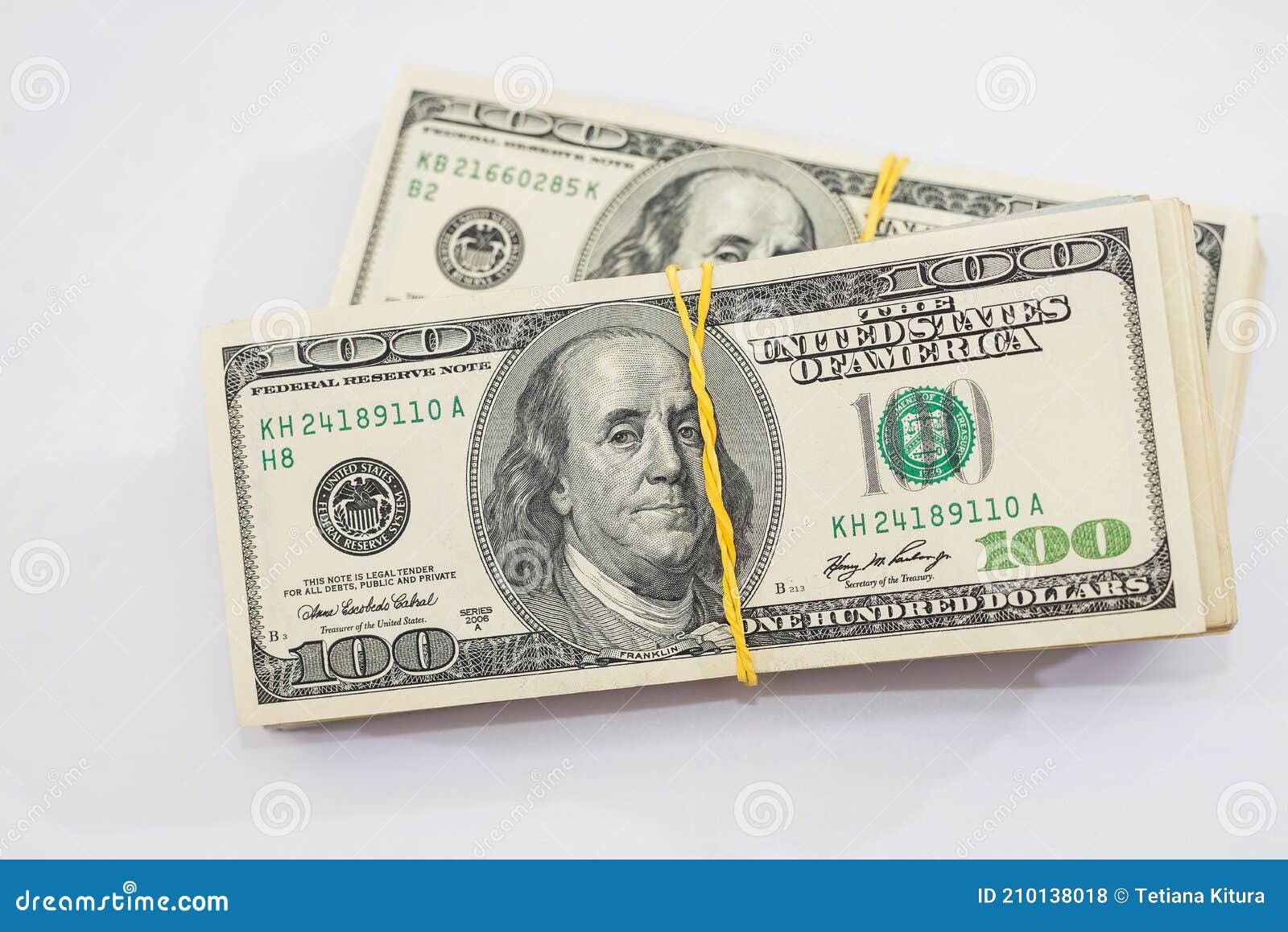 Bundles of Dollars Tied with an Elastic Band Stock Photo - Image of ...