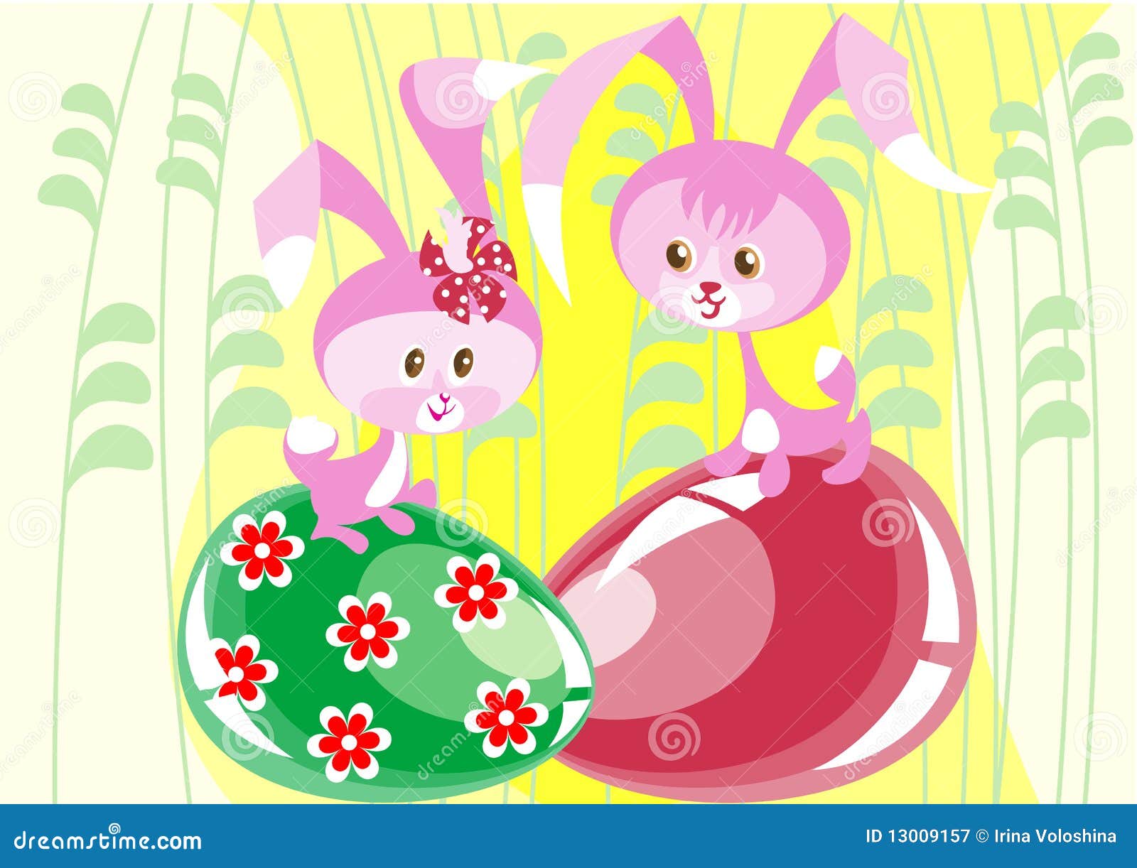 Two bunnies stock vector. Illustration of ornaments, paint - 13009157
