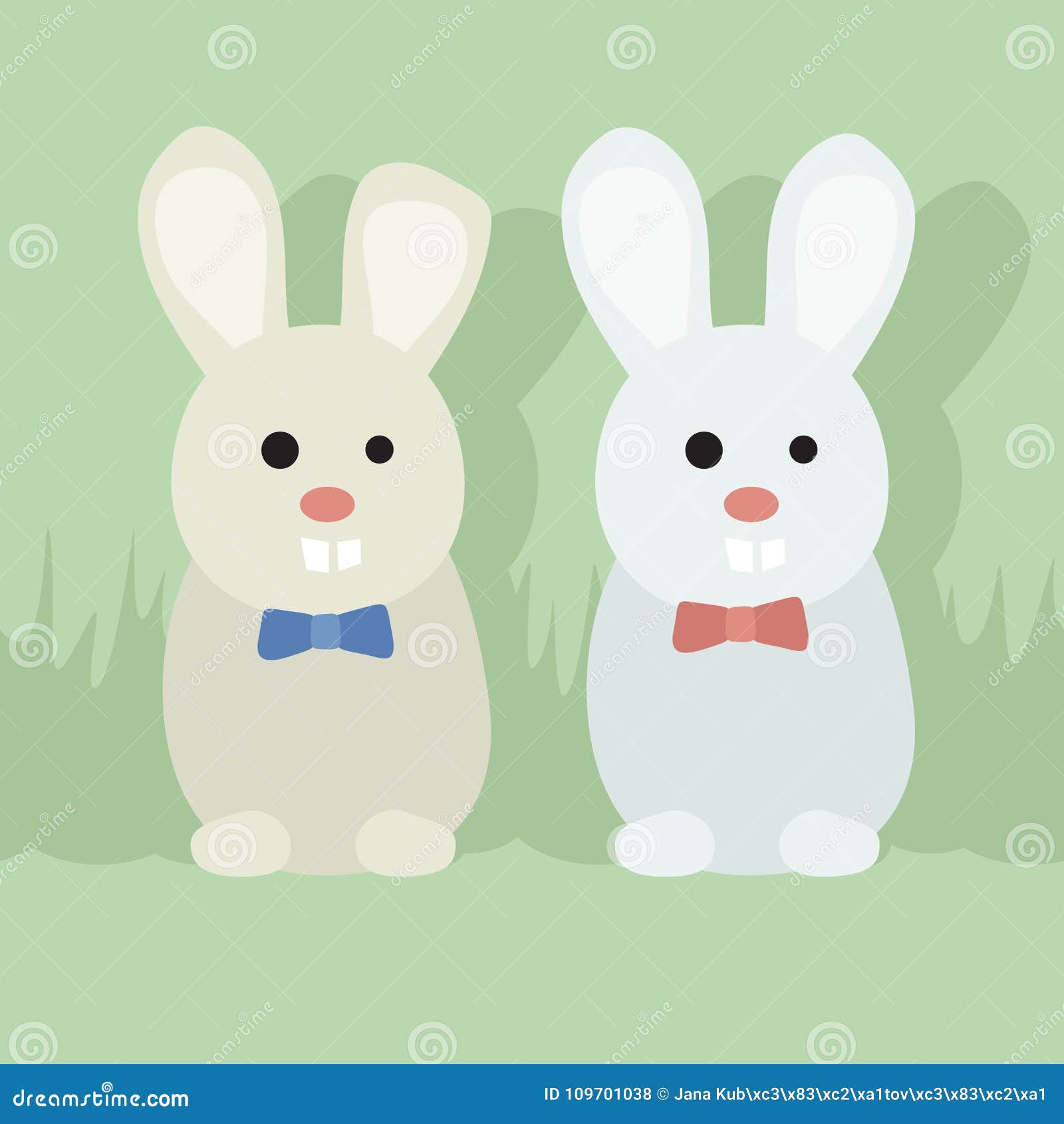 Two bunnies illustration stock vector. Illustration of cheerful - 109701038