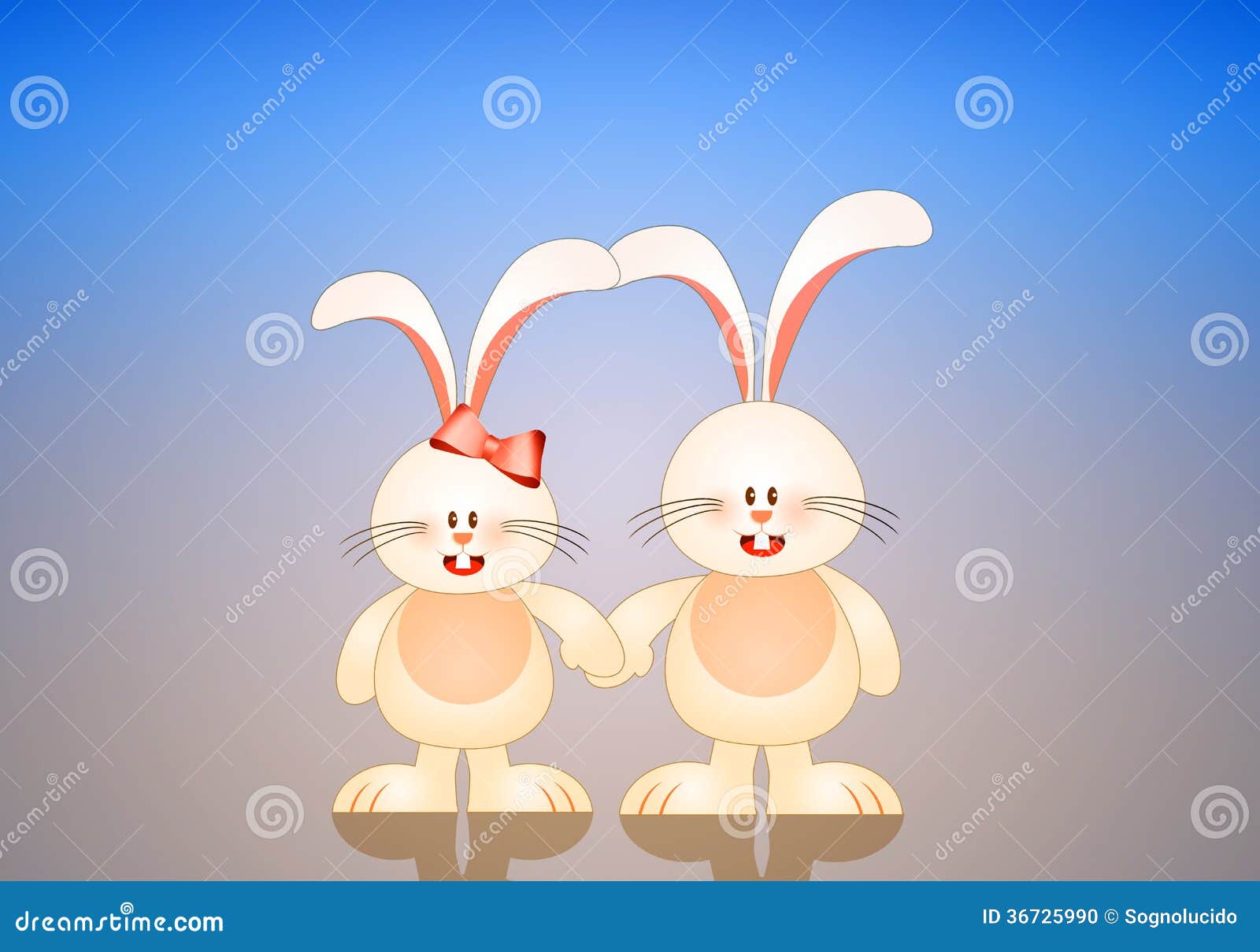 Two bunnies in love stock illustration. Illustration of animals - 36725990