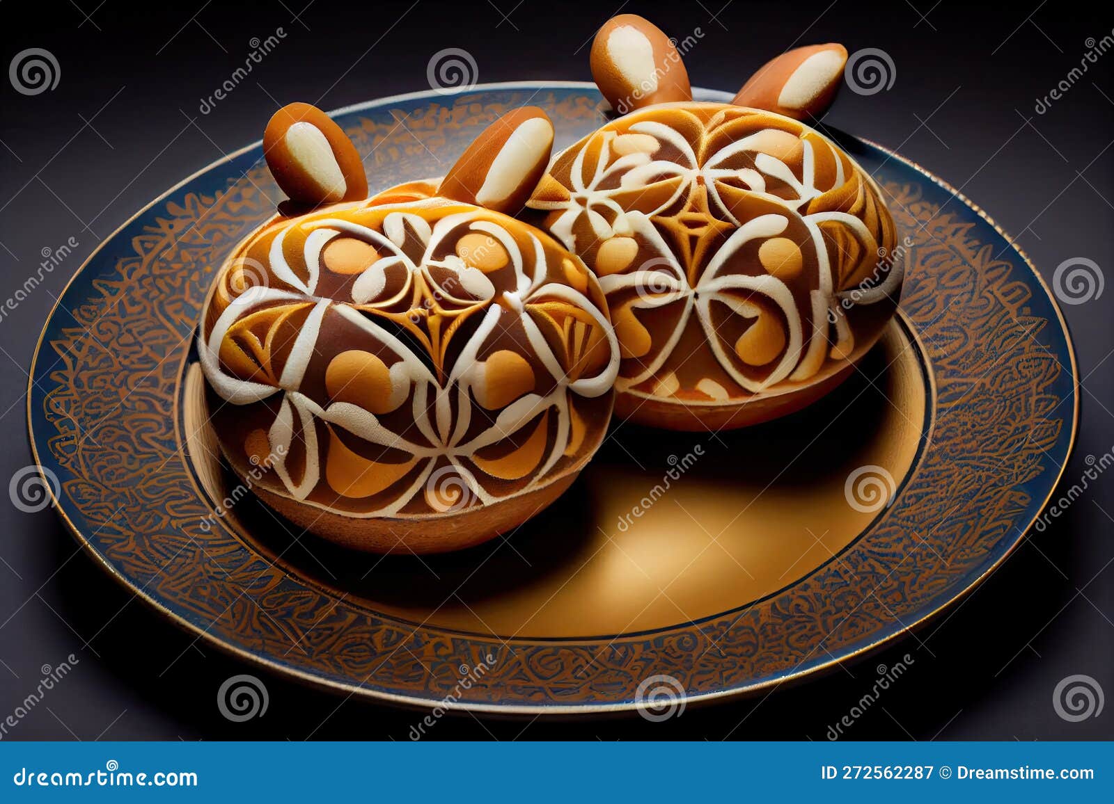 Two Buns with Decorative Patterns on Top of Each Other on Plate Stock ...