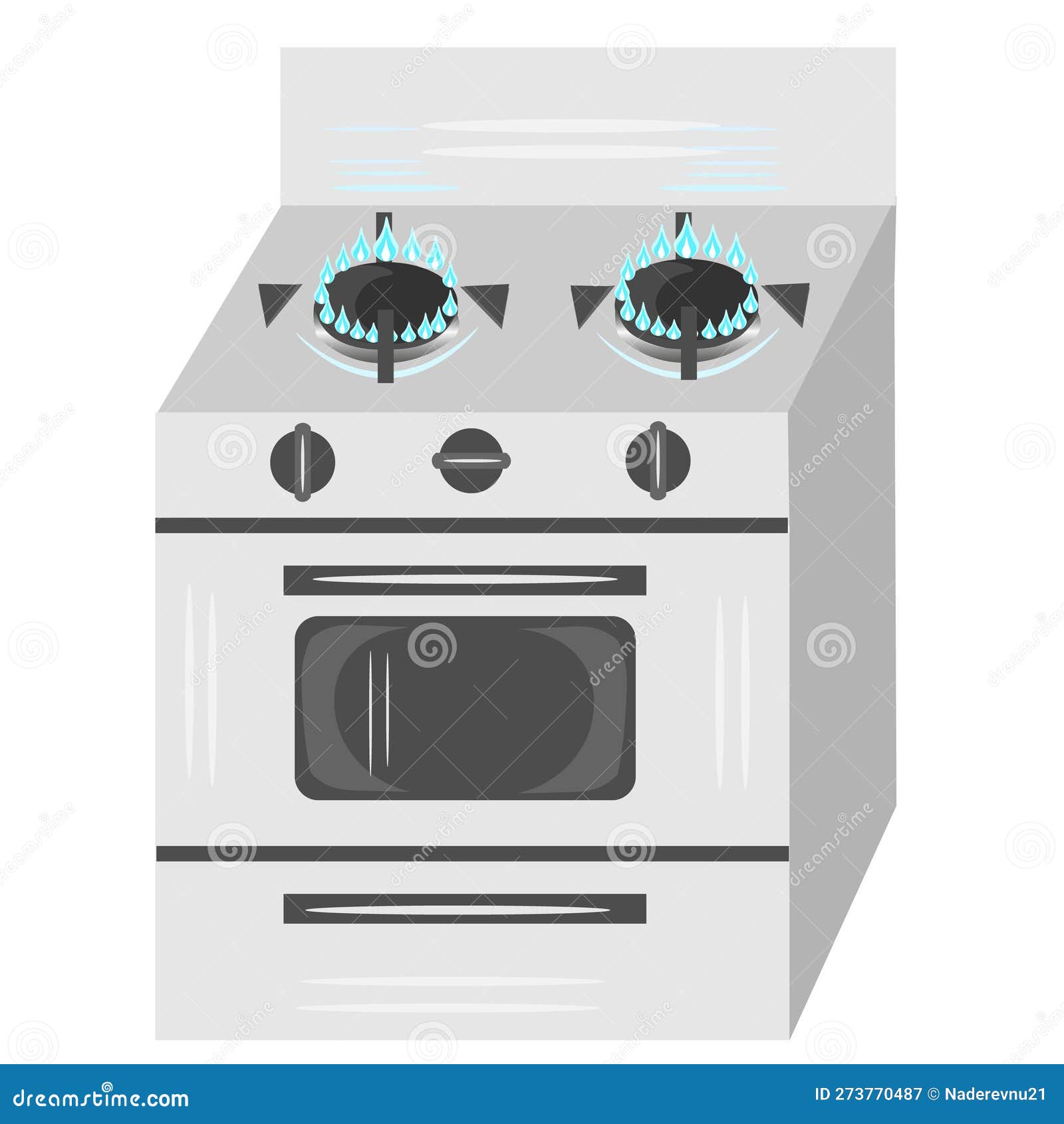 Two-burner Gas Stove with Gas on Stock Vector - Illustration of room ...