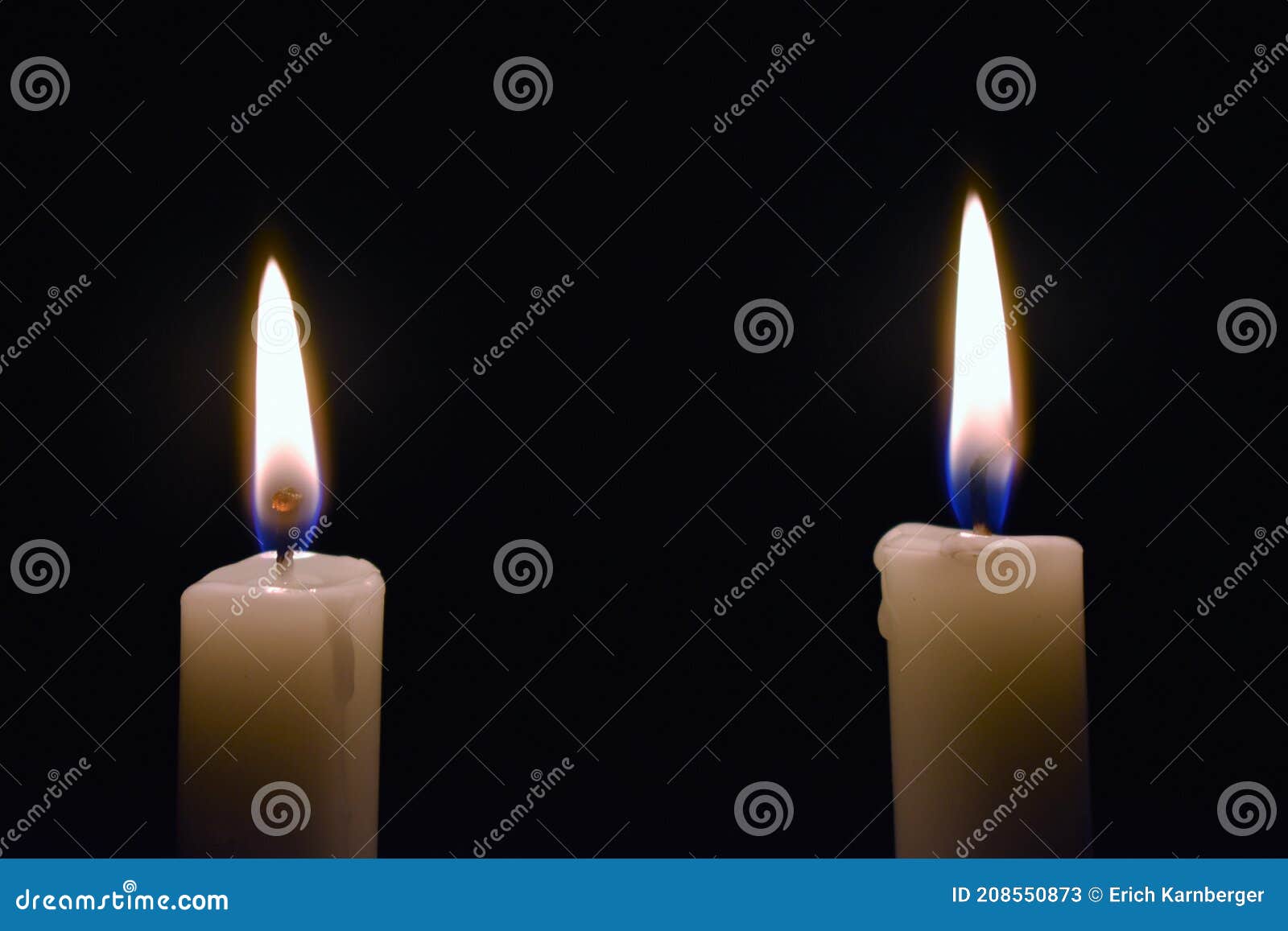 Two Burning Candle Sticks Side by Side Stock Image - Image of ...