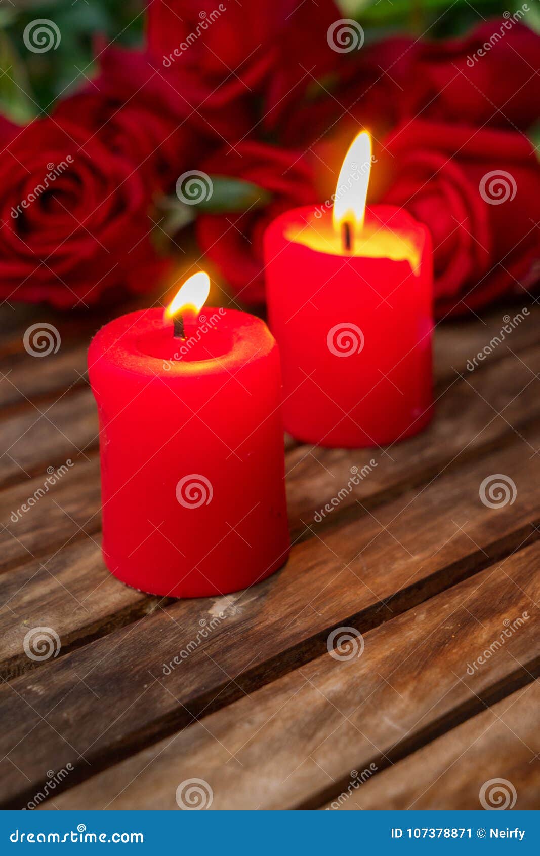 Two Burning Candles with Fresh Roses Stock Image - Image of flowers ...