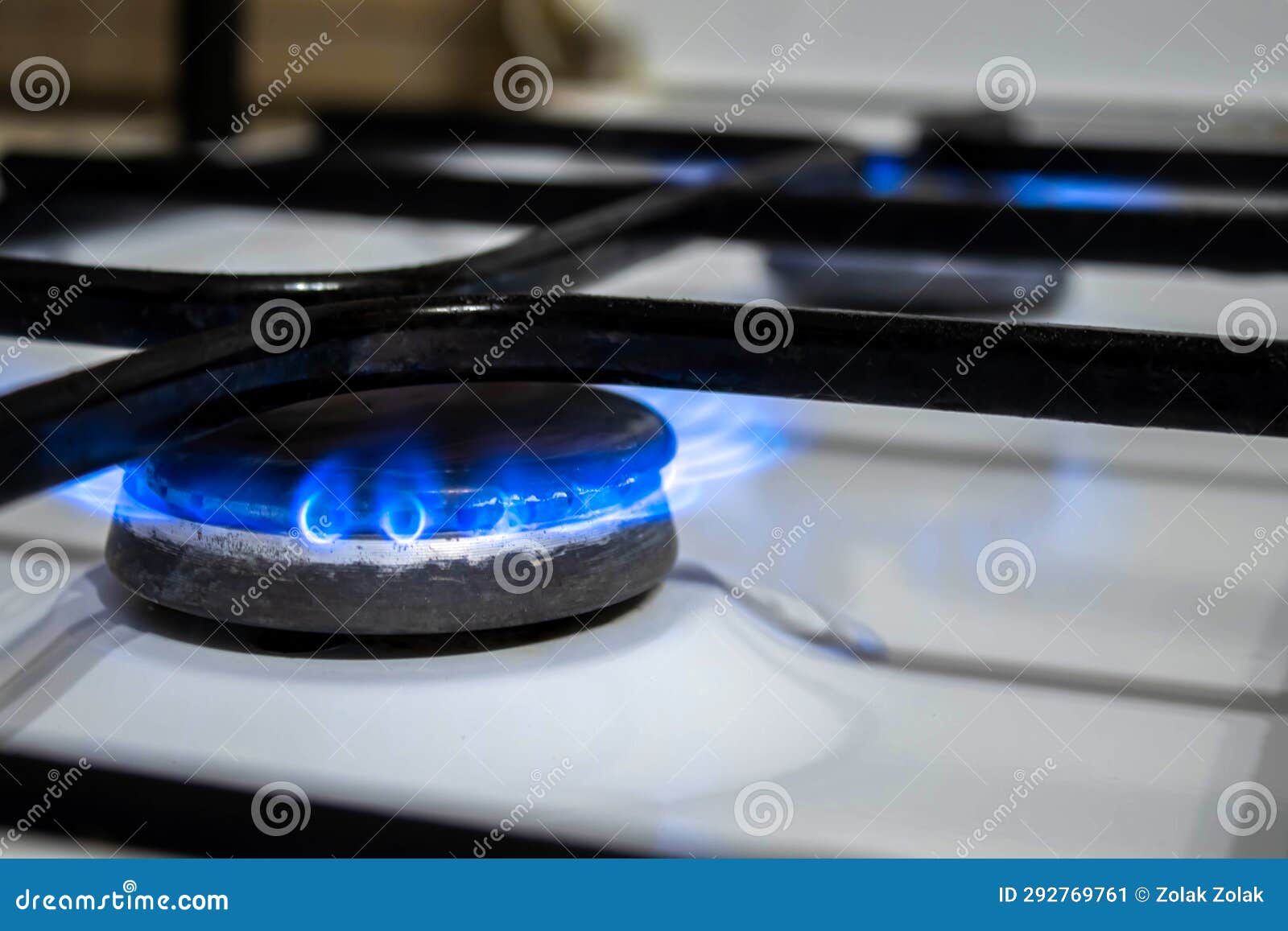 Two Burning Gas Burners on a Kitchen Gas Stove Stock Image - Image of ...