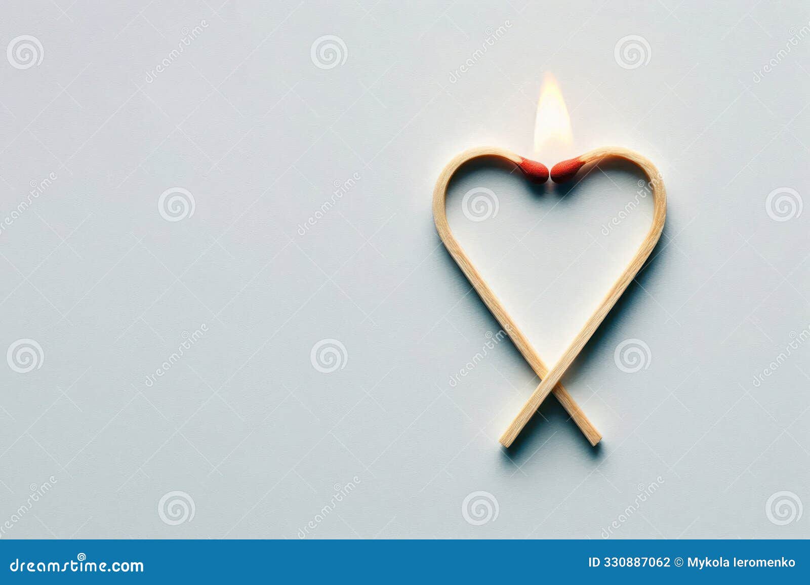 Two Burning Matches Bent in the Shape of a Love Heart. Space for Text ...