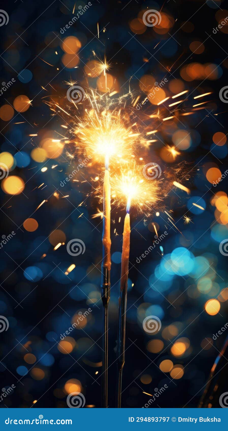 Two Burning Sparklers. Dark Background with Lights. Vertical Stock Image - Image of glow, fire ...