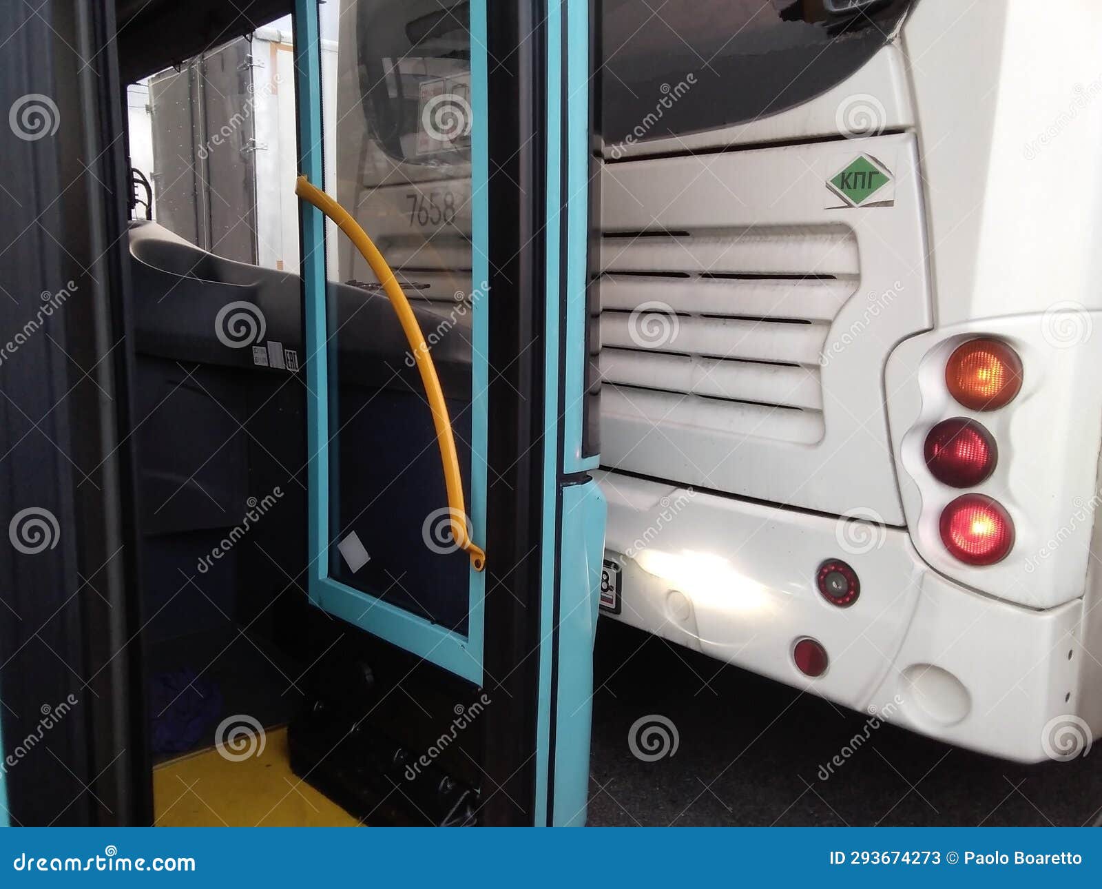 Two Buses Collided. the Concept of Careless Driving. Broken Windshield ...