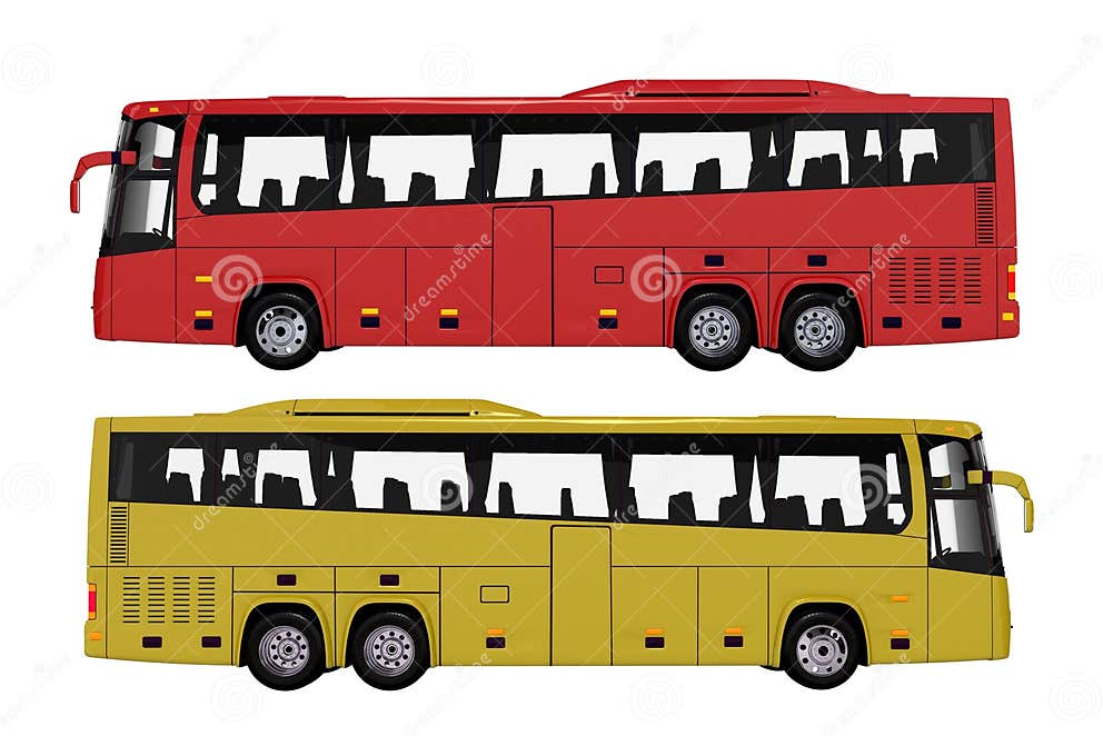 Two Buses Side View stock illustration. Illustration of render - 42121761