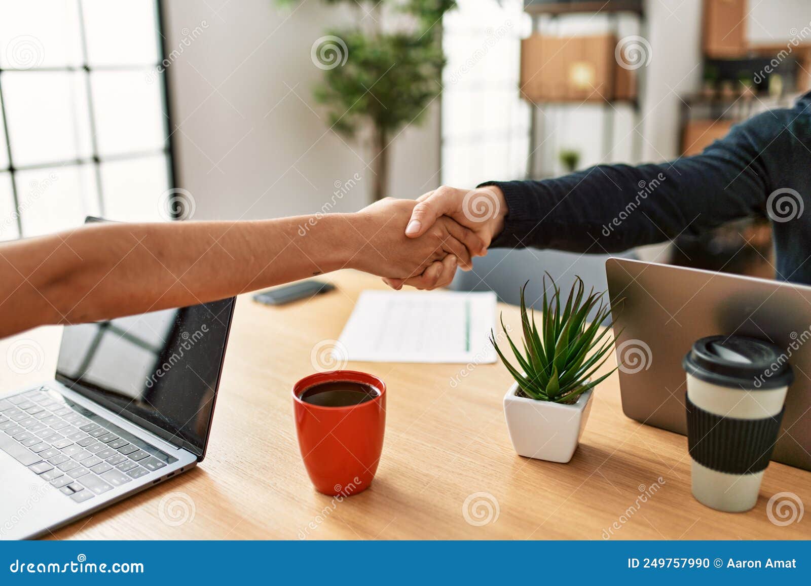 Two Business Arms Shaking Hands at the Office Stock Photo - Image of ...