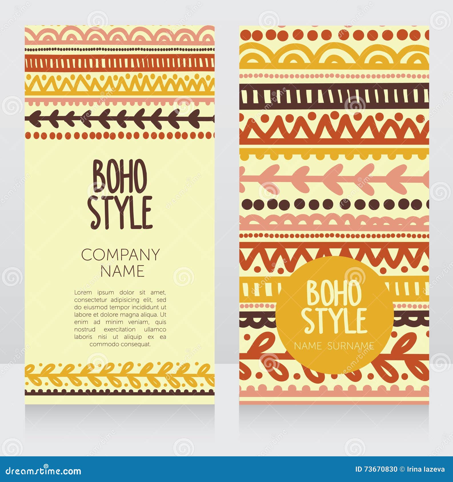 Two Business Cards Template for Boho Style Stock Vector - Illustration ...