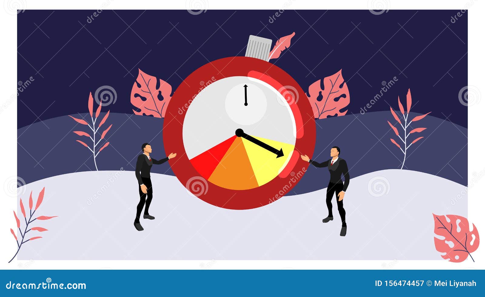 The Two Business Characters are Currently Showing the Timer Display ...