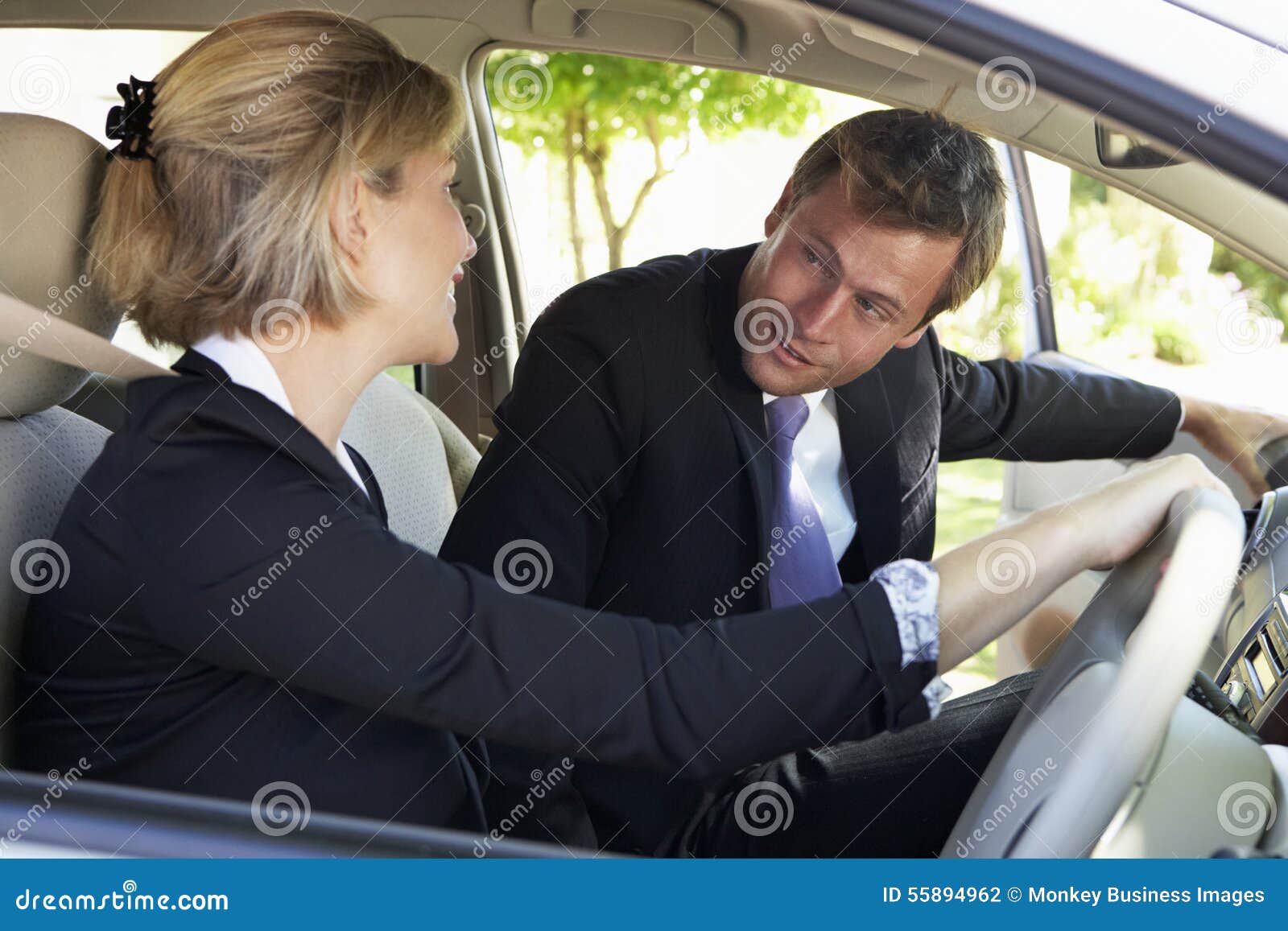 Two Business Colleagues Car Pooling Journey into Work Stock Photo ...