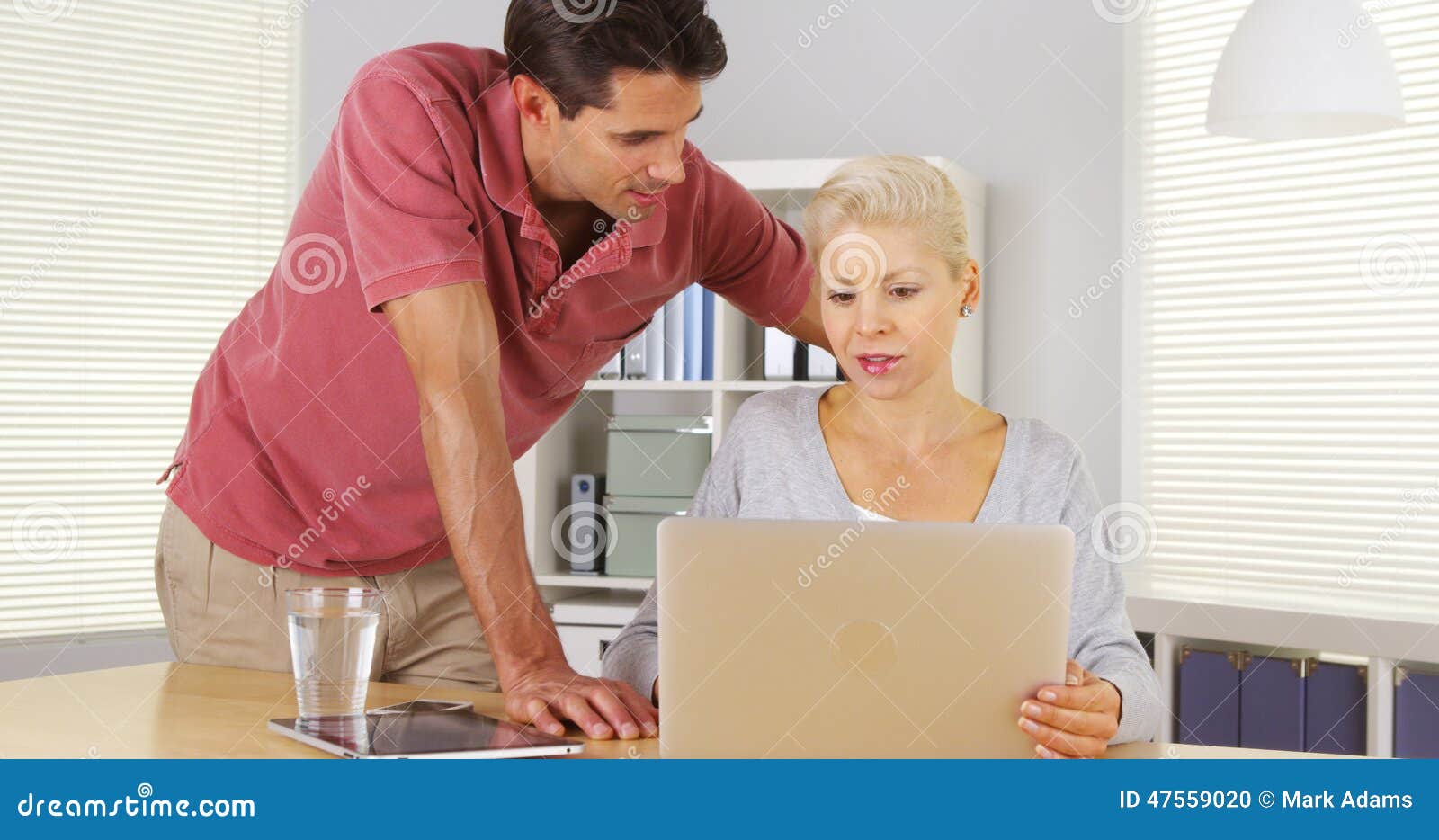 Two Business Colleagues Happily Working in the Office Stock Photo ...