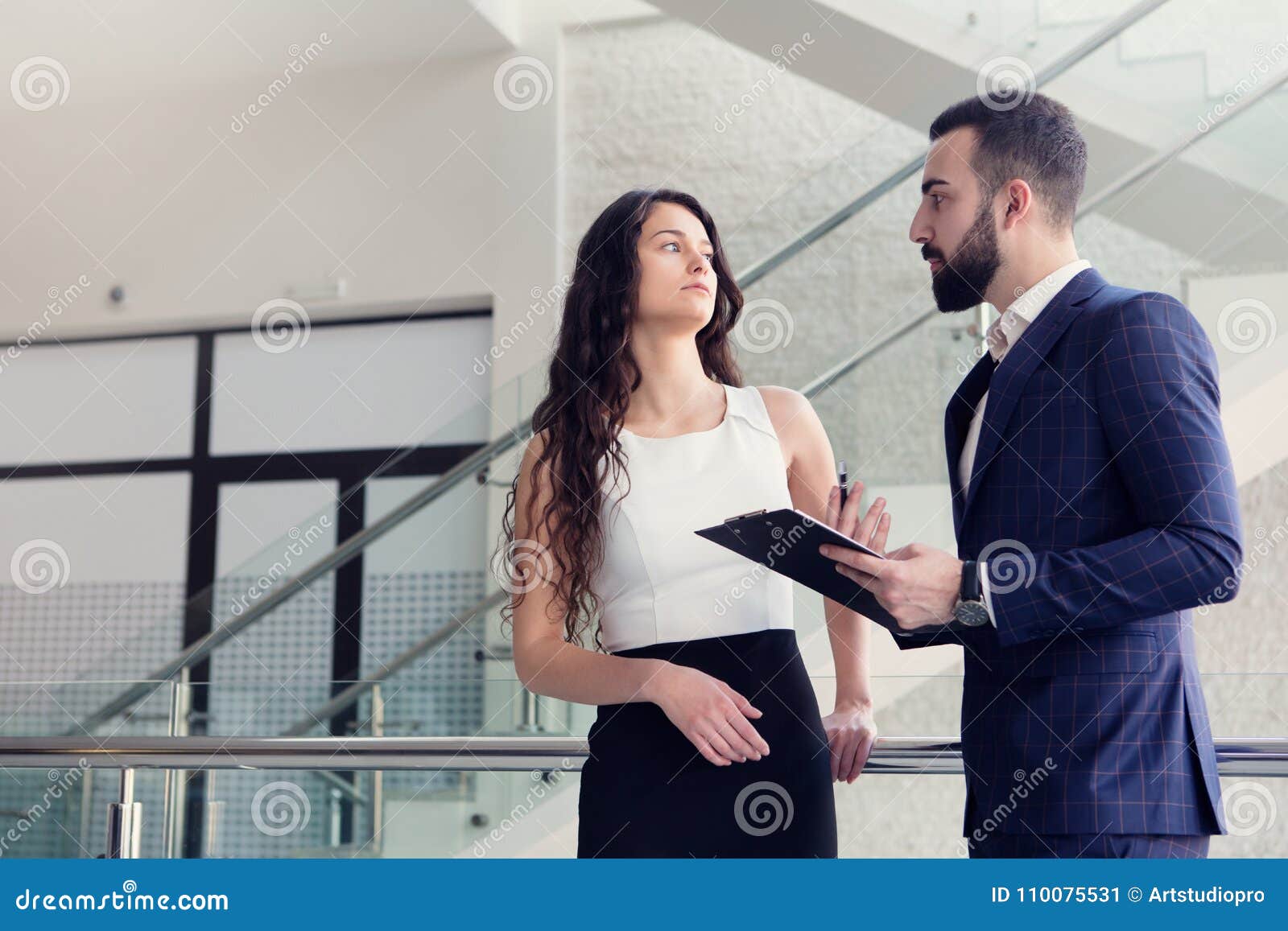 Two Business Colleagues Talk about Work Outside Office. Stock Image ...