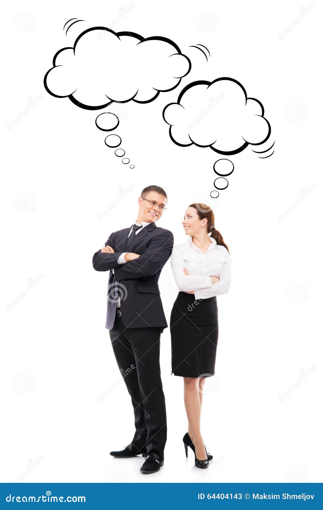 Two Business Colleagues with Thinking Clouds Stock Image - Image of ...
