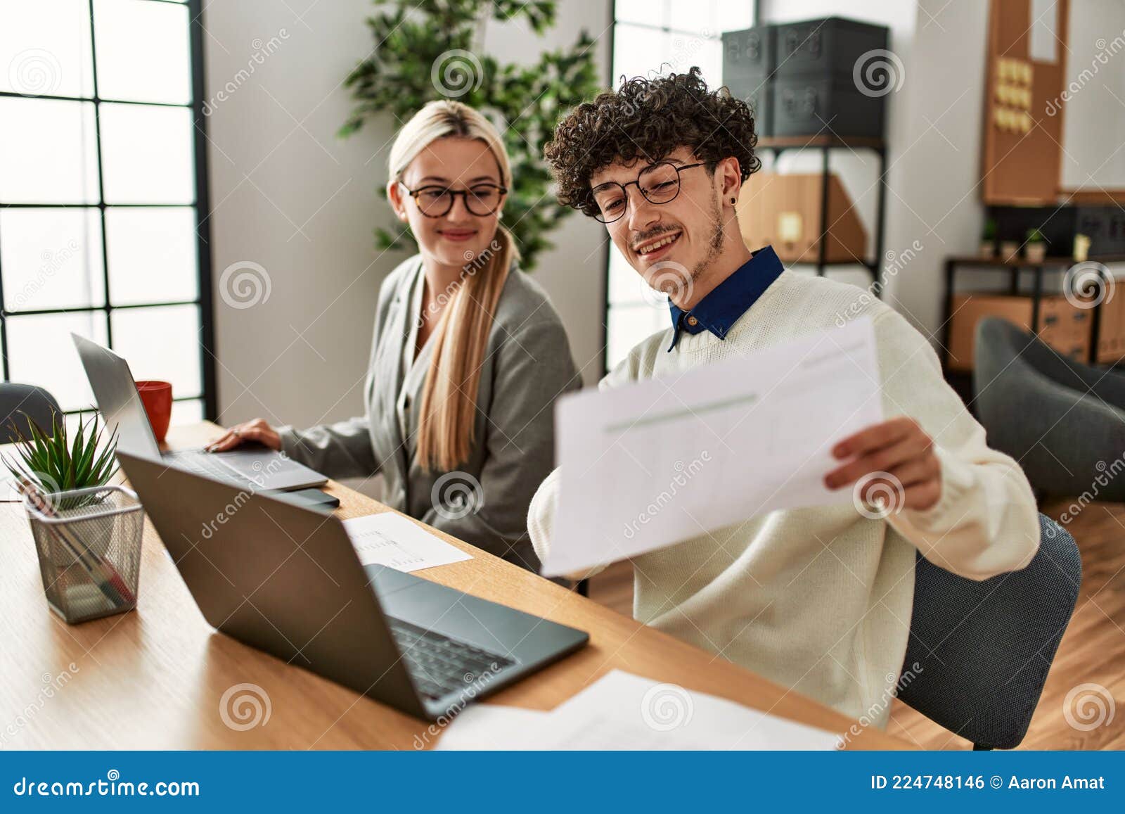 Two Business Executives Working at the Office Stock Photo - Image of ...