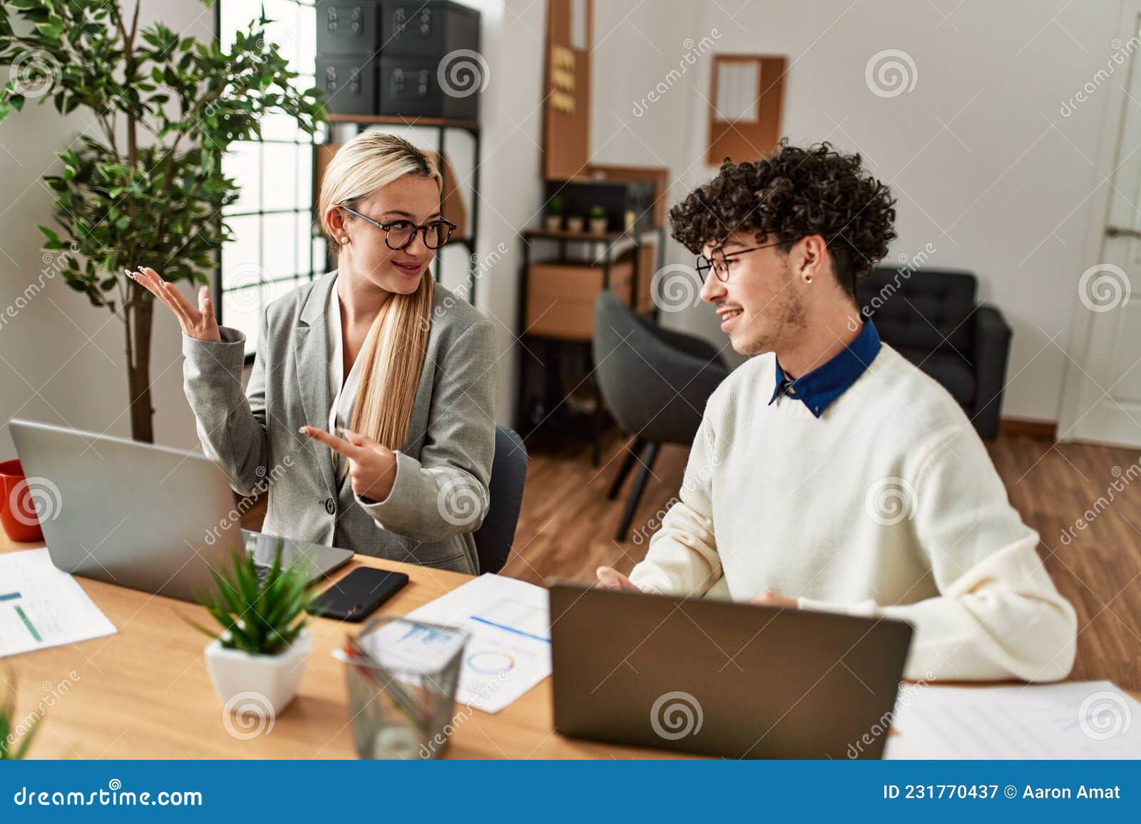Two Business Executives Working at the Office Stock Image - Image of ...
