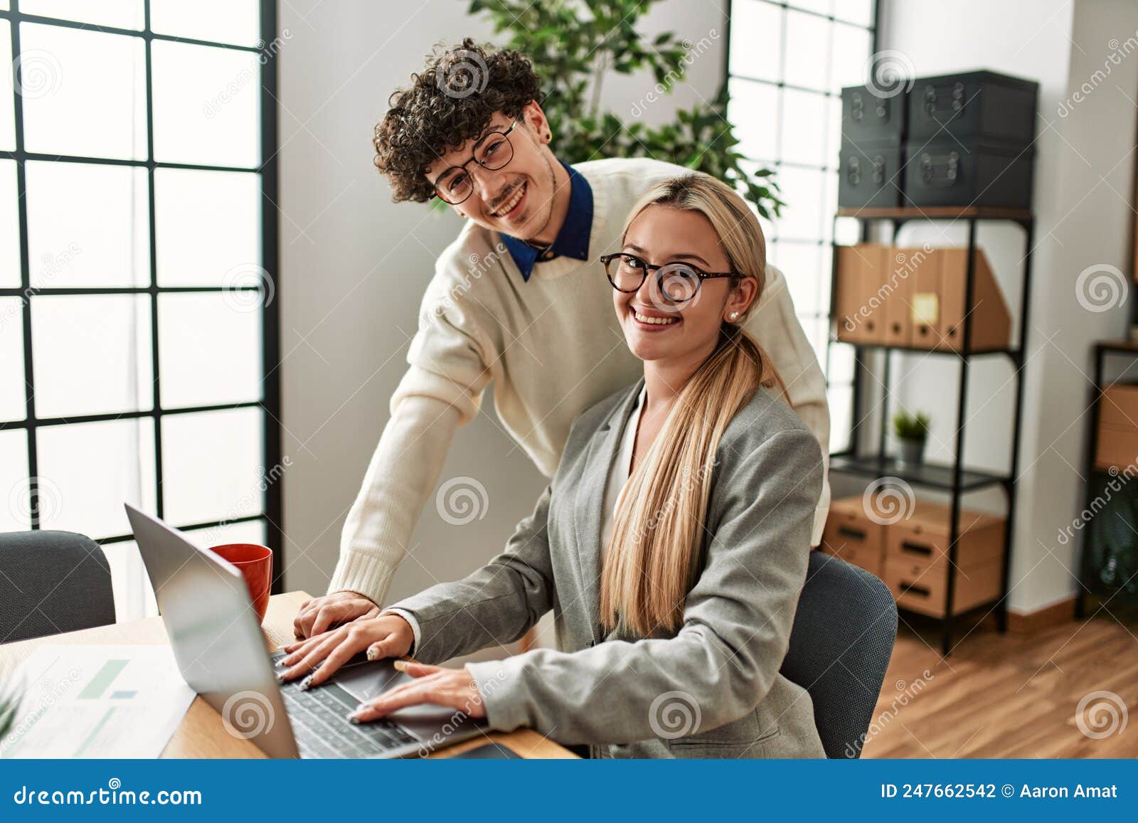 Two Business Executives Working at the Office Stock Photo - Image of ...