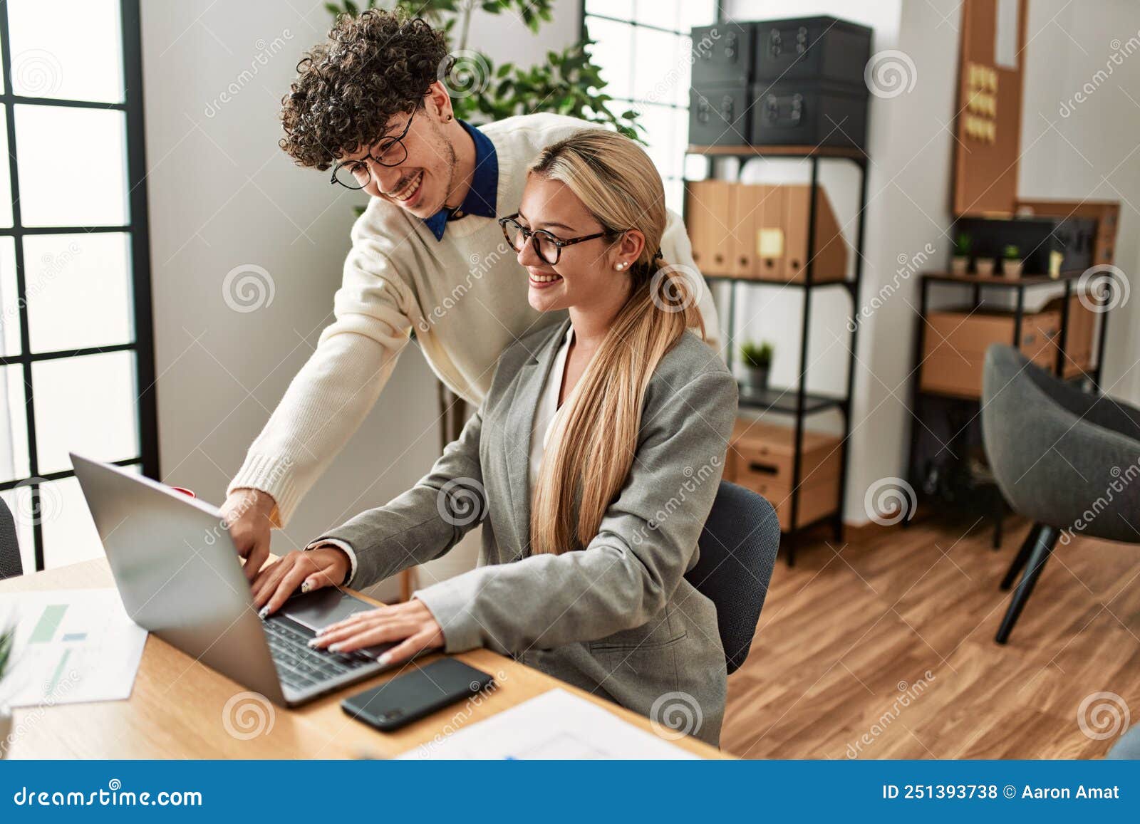 Two Business Executives Working at the Office Stock Photo - Image of ...