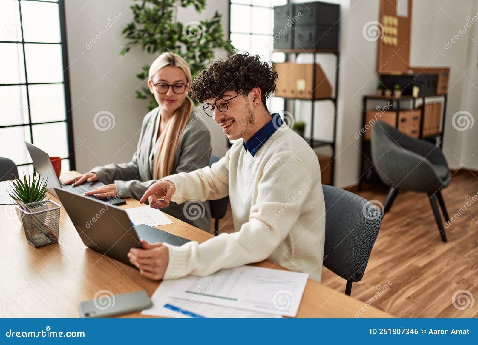 Two Business Executives Working at the Office Stock Photo - Image of ...