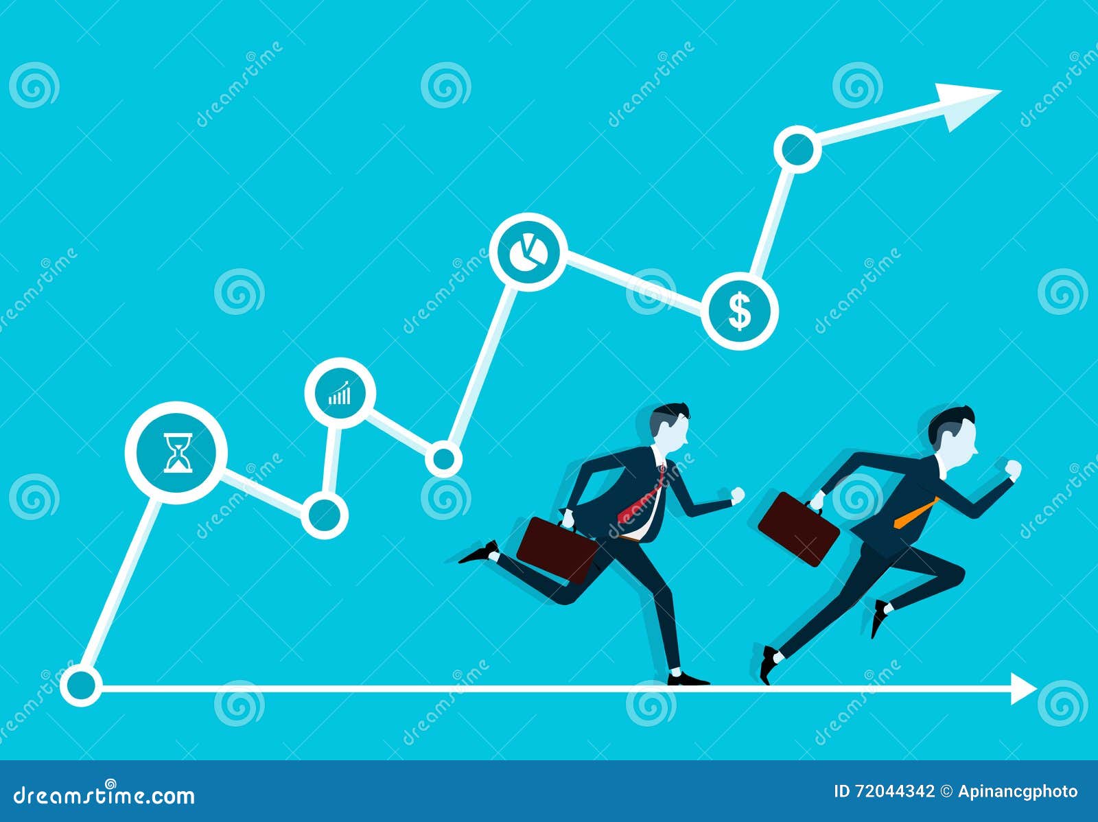 Two Business Man Competitive in Business on Graph Stock Vector ...