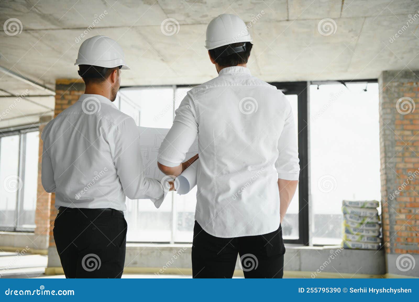 Two Business Man Construction Site Engineer. Stock Photo - Image of ...