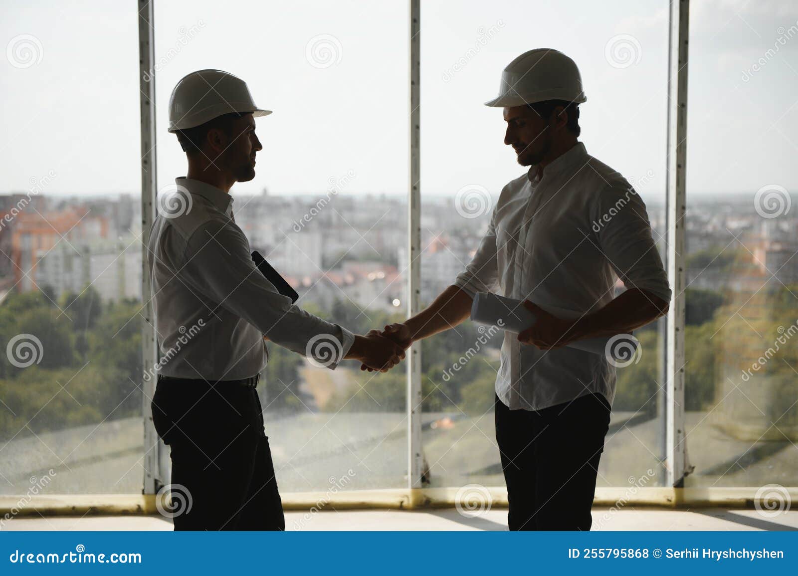 Two Business Man Construction Site Engineer. Stock Photo - Image of ...
