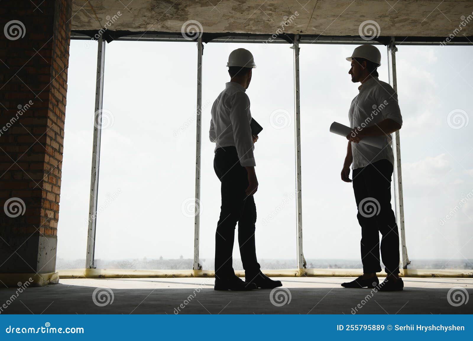 Two Business Man Construction Site Engineer. Stock Image - Image of ...