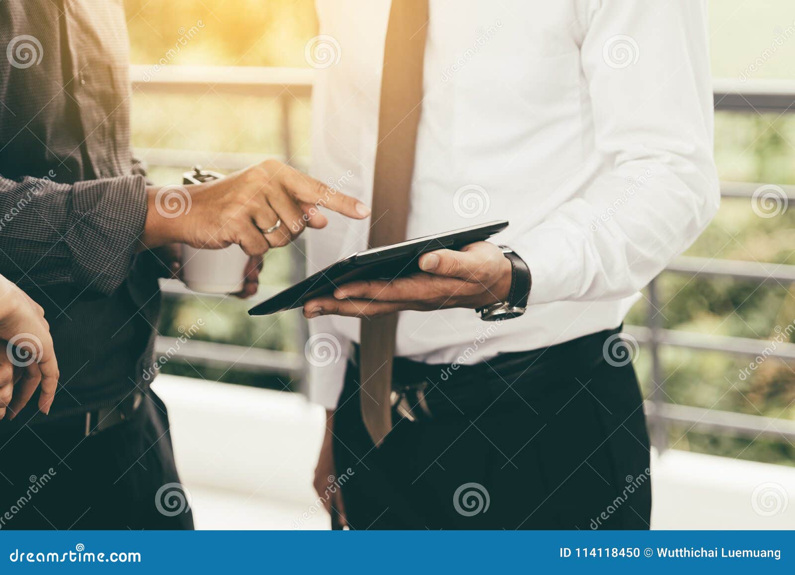 Two Business Man Discussion Togetherness about Summary Chart Rep Stock ...