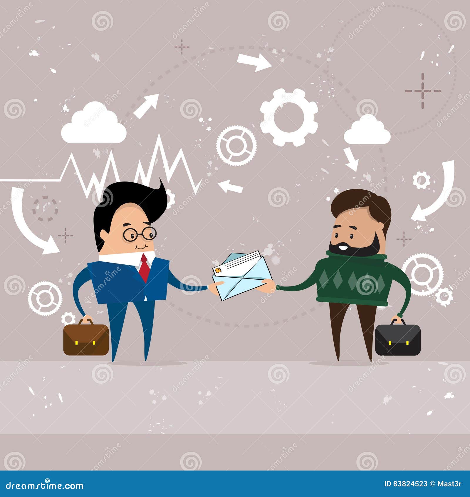 Two Business Man Give Envelope Mail Document Communication Stock Vector ...