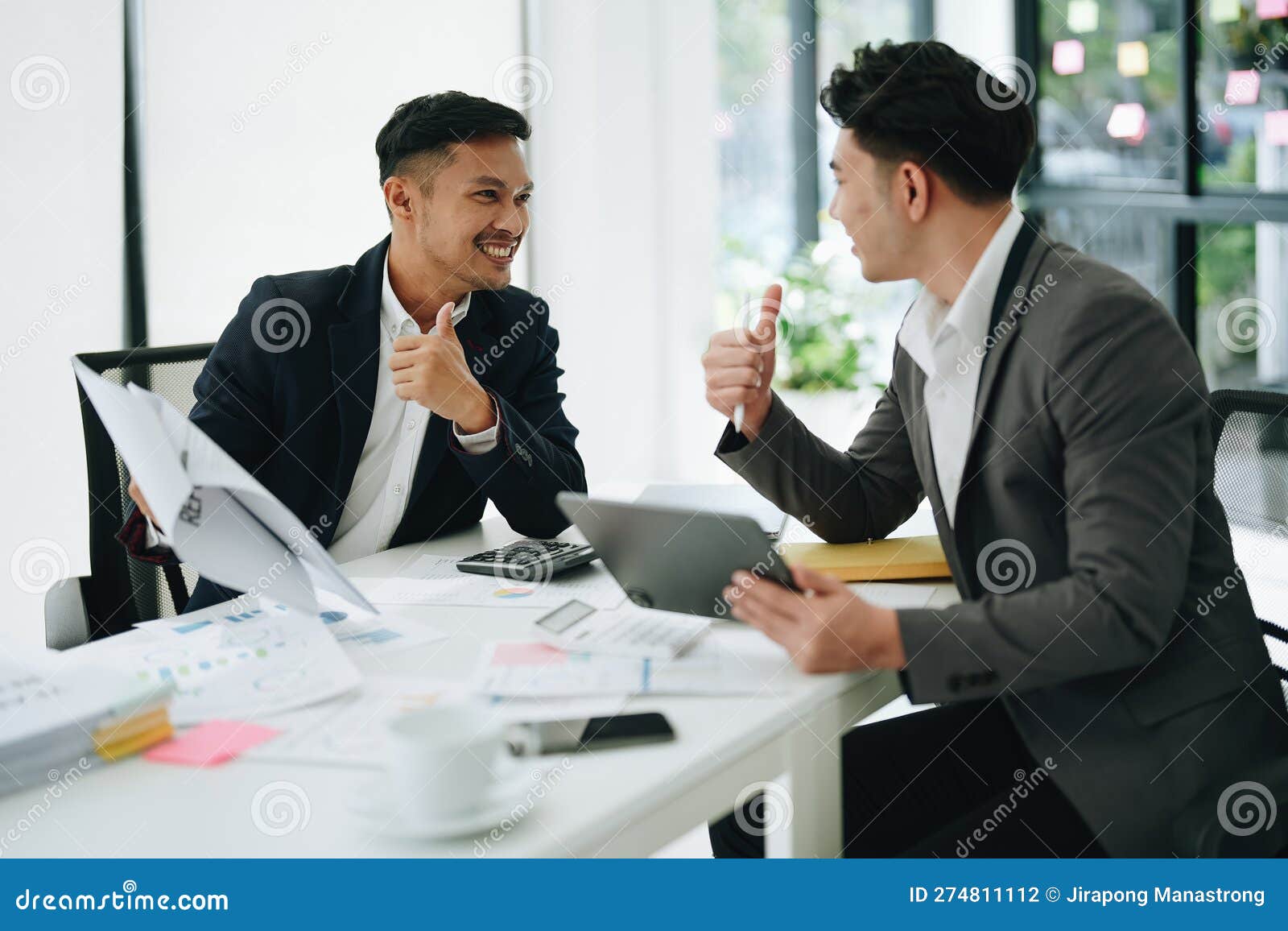 Two Business Men Meeting To Talking or Discuss Marketing Work in ...