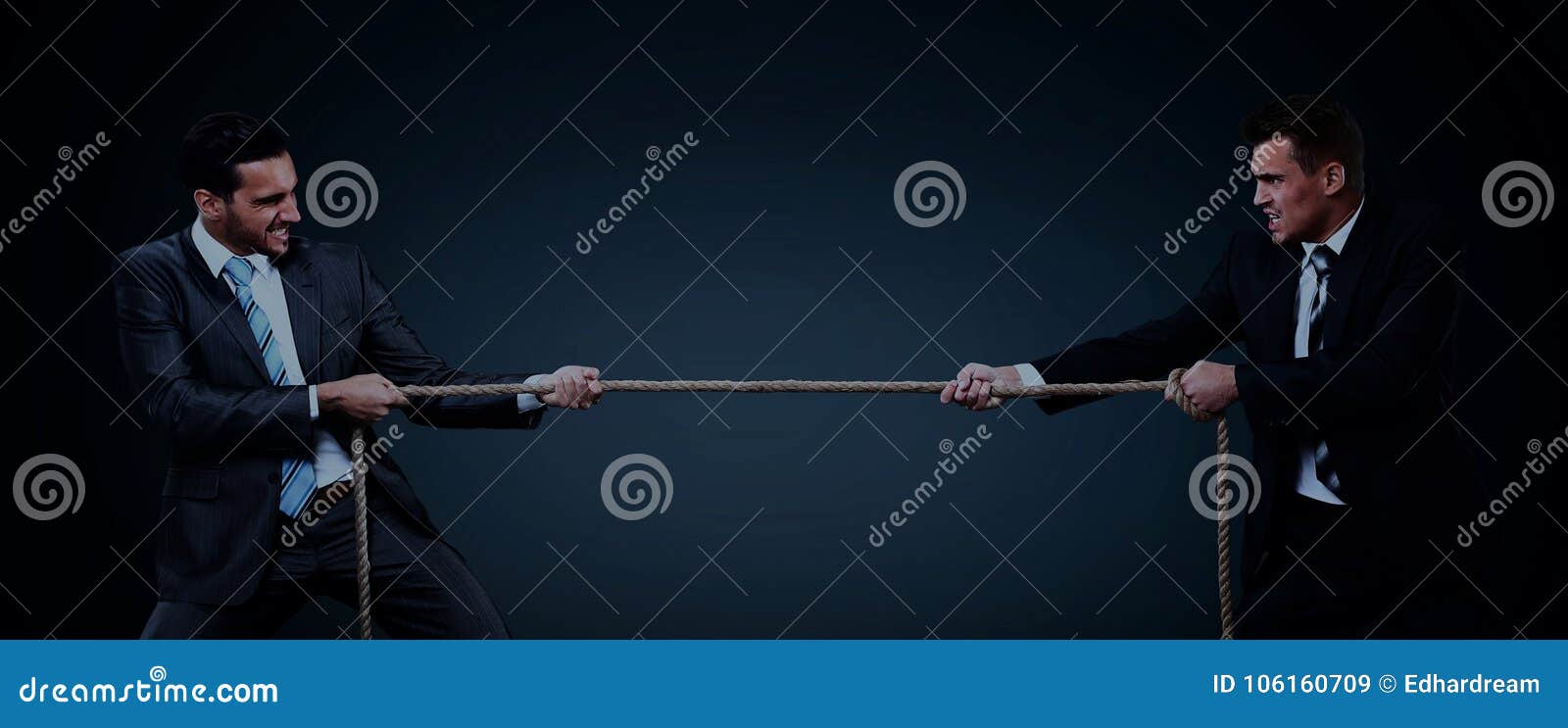Two Business Men Pulling Rope in a Competition Stock Image - Image of ...