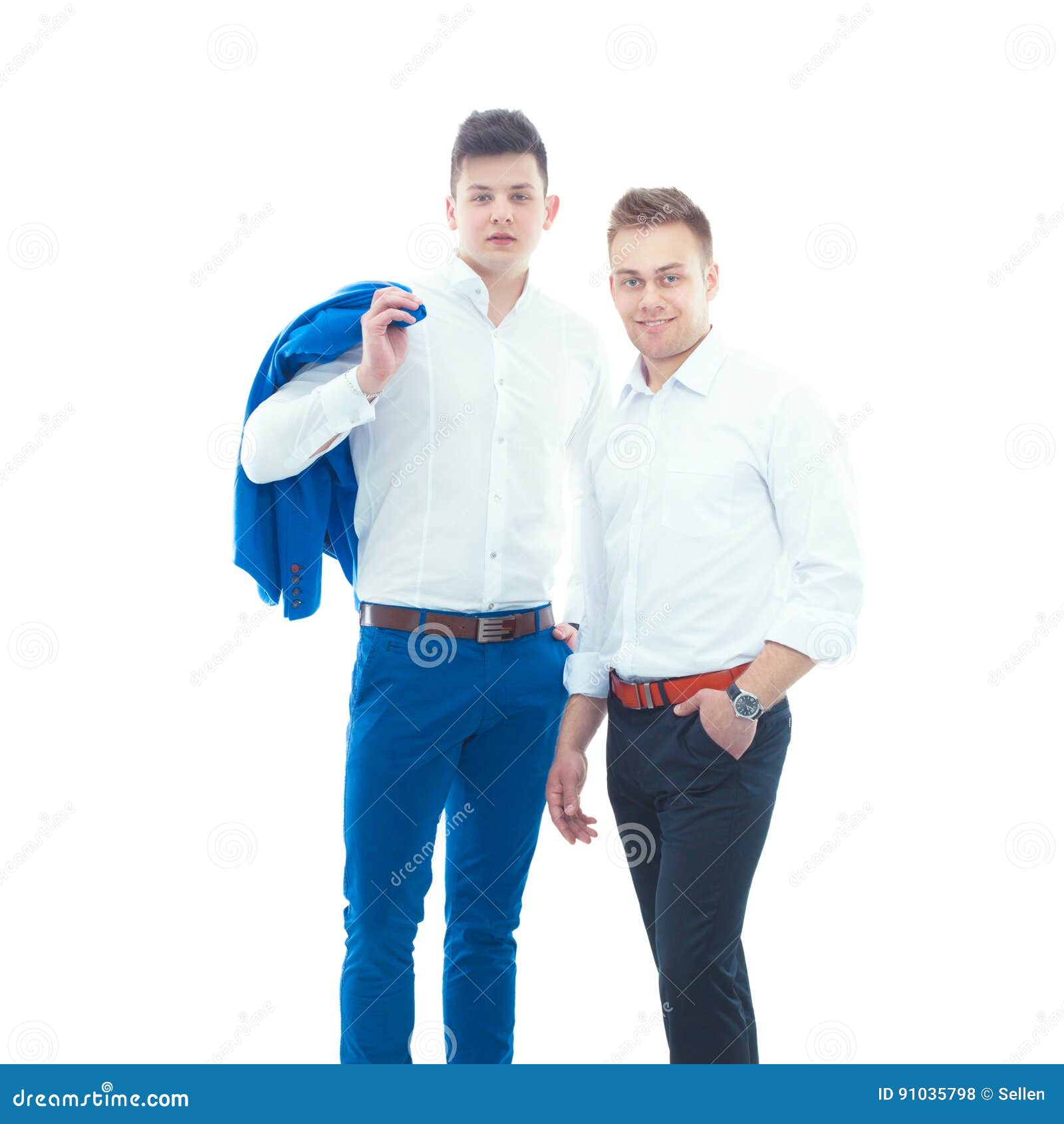 Two Business Men Standing Isolated on White Background Stock Photo ...