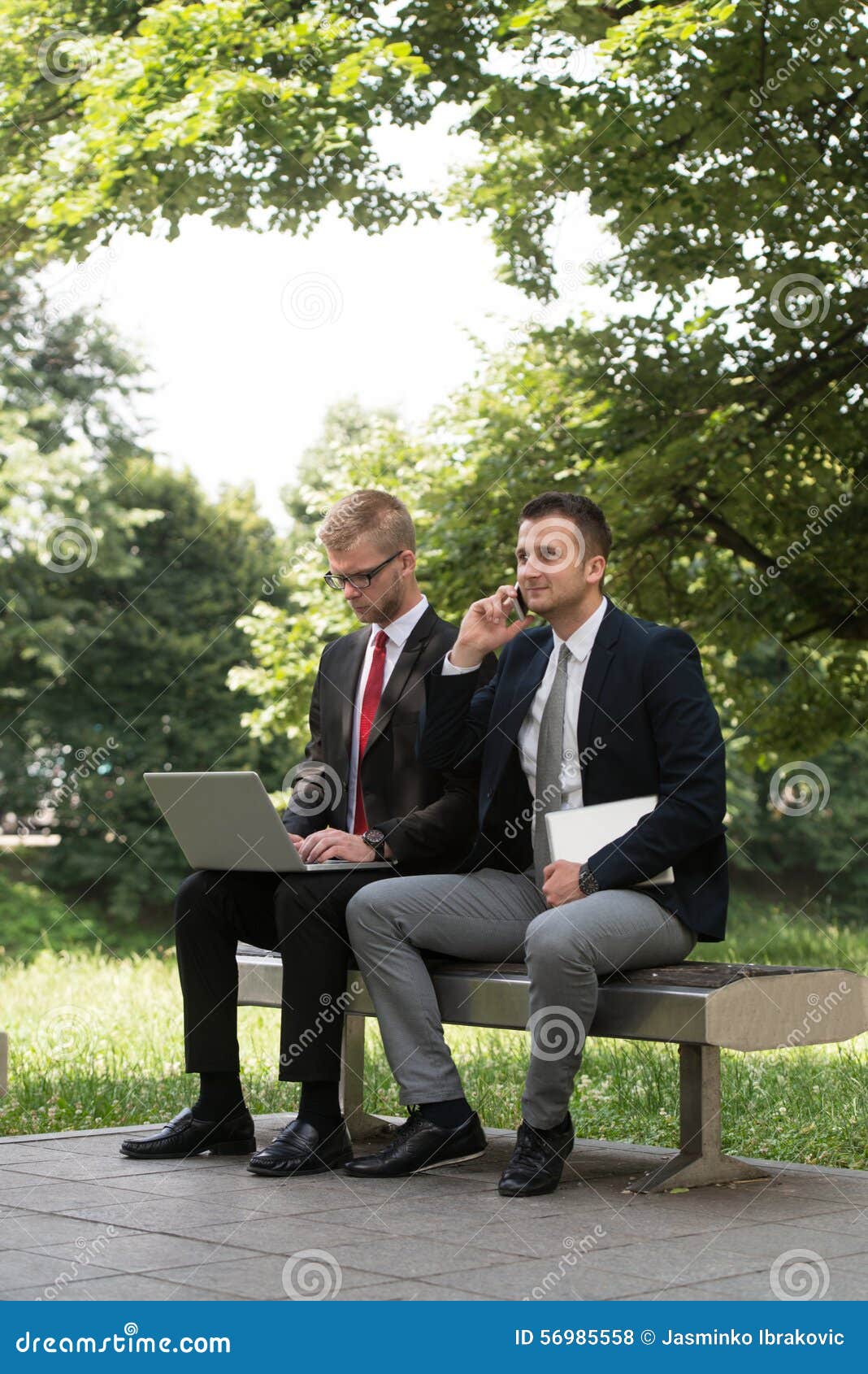 Two Business Men Working on a Computer Stock Photo - Image of happiness ...