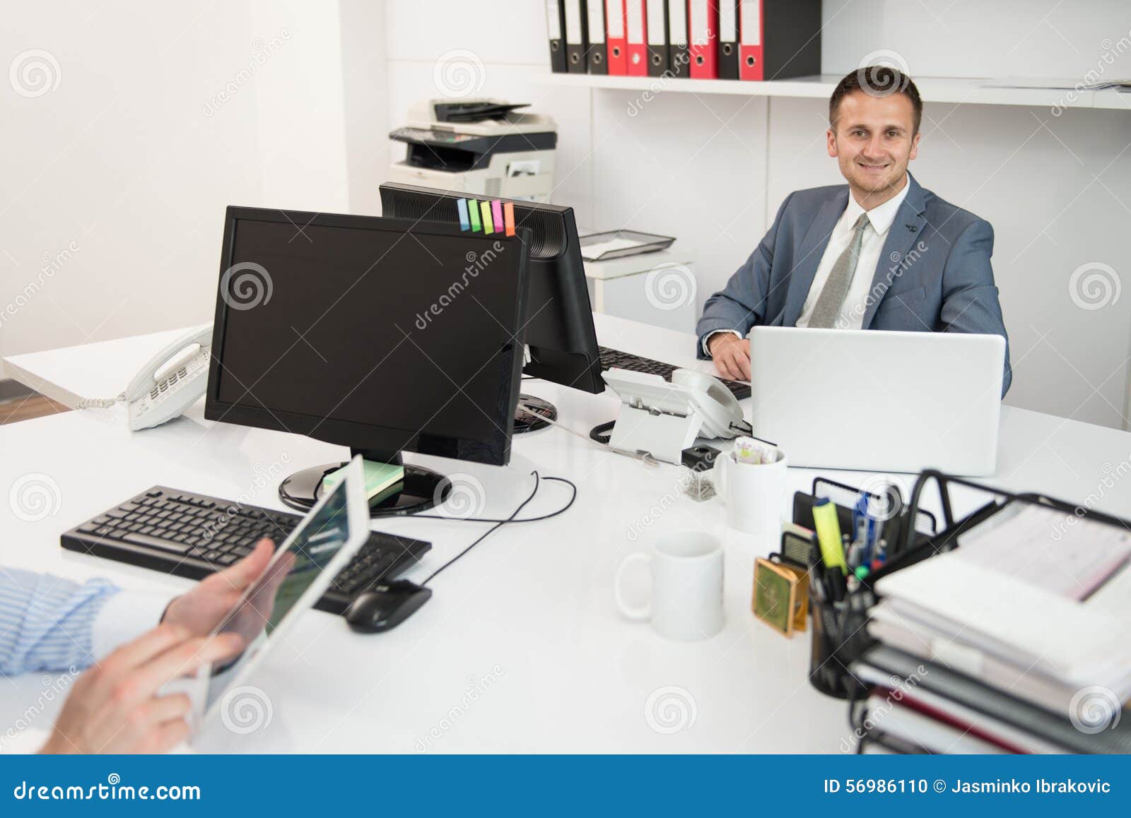 Two Business Men Working on a Computer Stock Photo - Image of adult ...