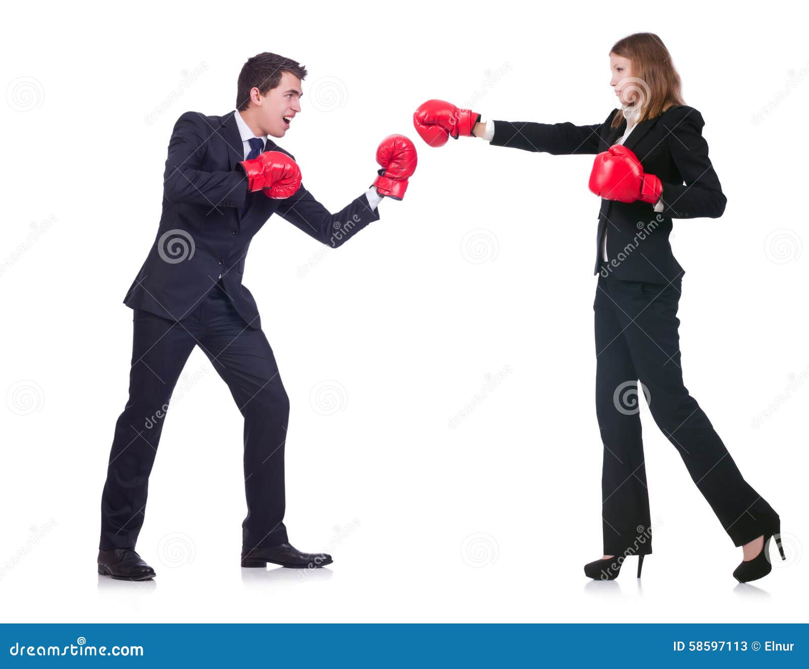 Two Business Partners Boxing Isolated on White Stock Image - Image of ...