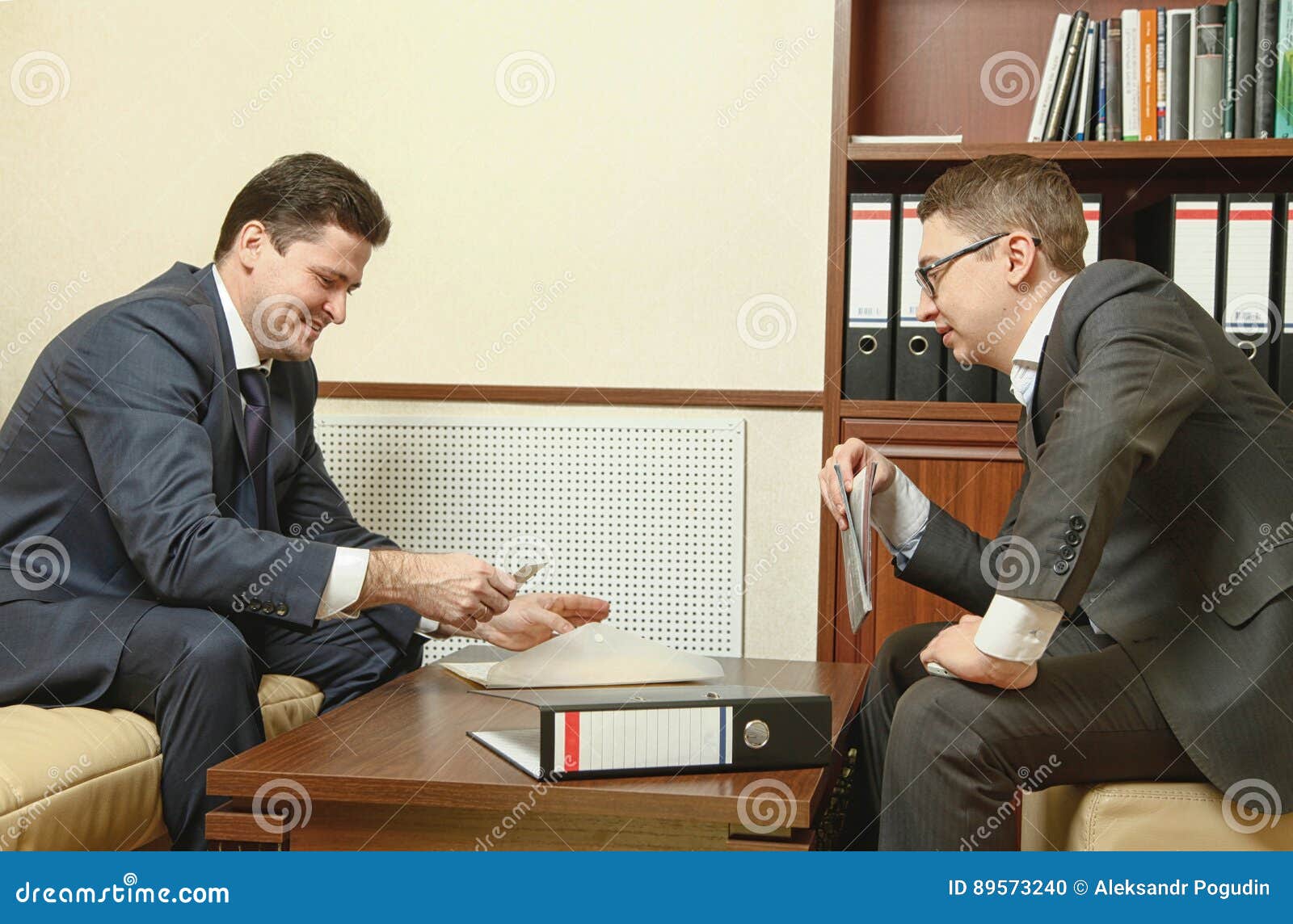 Two Business People Direct Negotiations in the Office Stock Photo ...