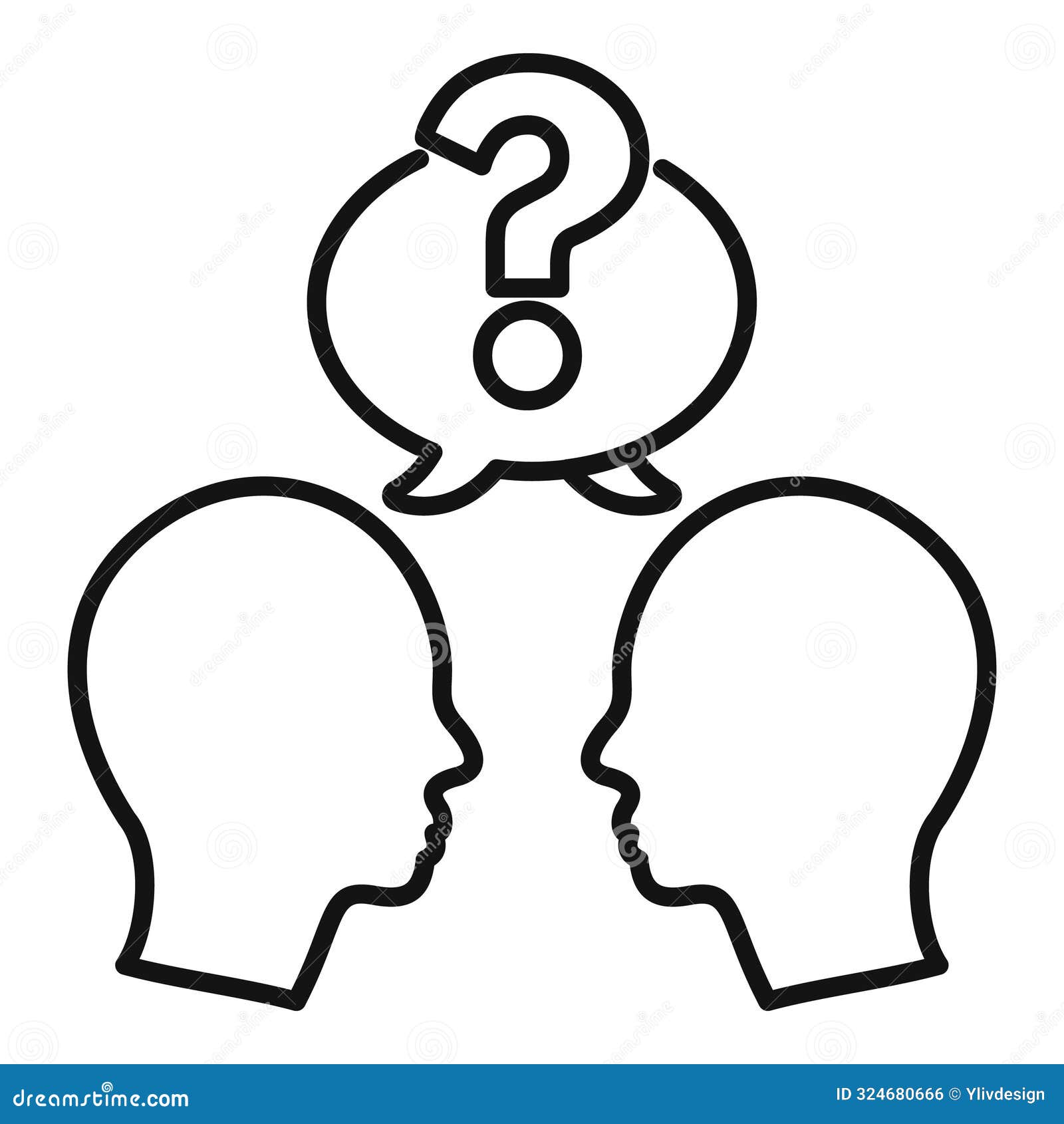 Two Business People Discussing Under Question Mark in Speech Bubble ...