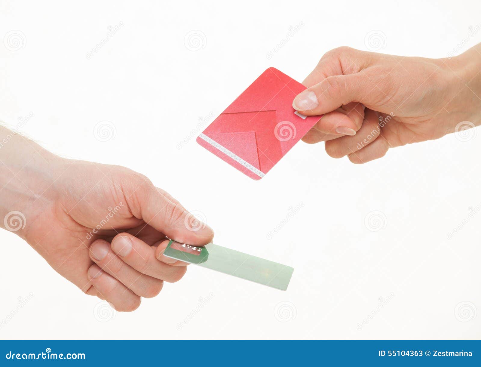 Two Business People Exchanging Plastic Cards Stock Image - Image of ...