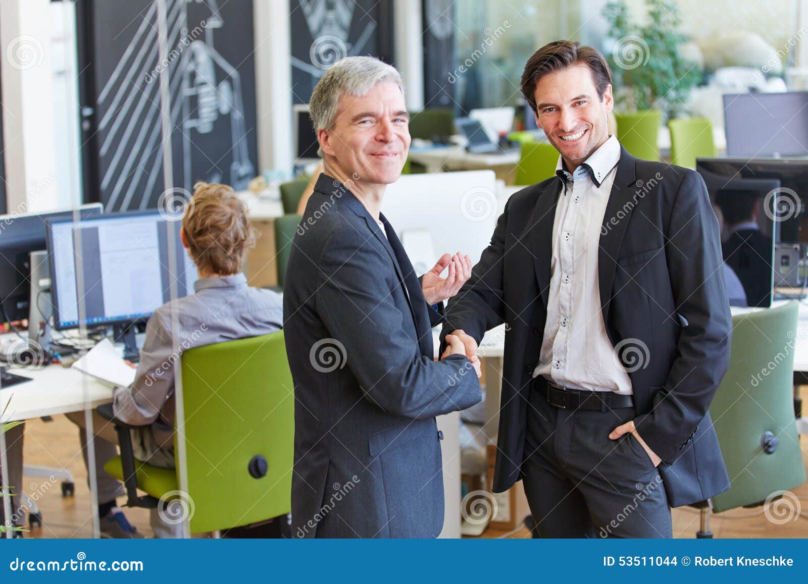 Two Business People Giving Handshake in Office Stock Photo - Image of ...