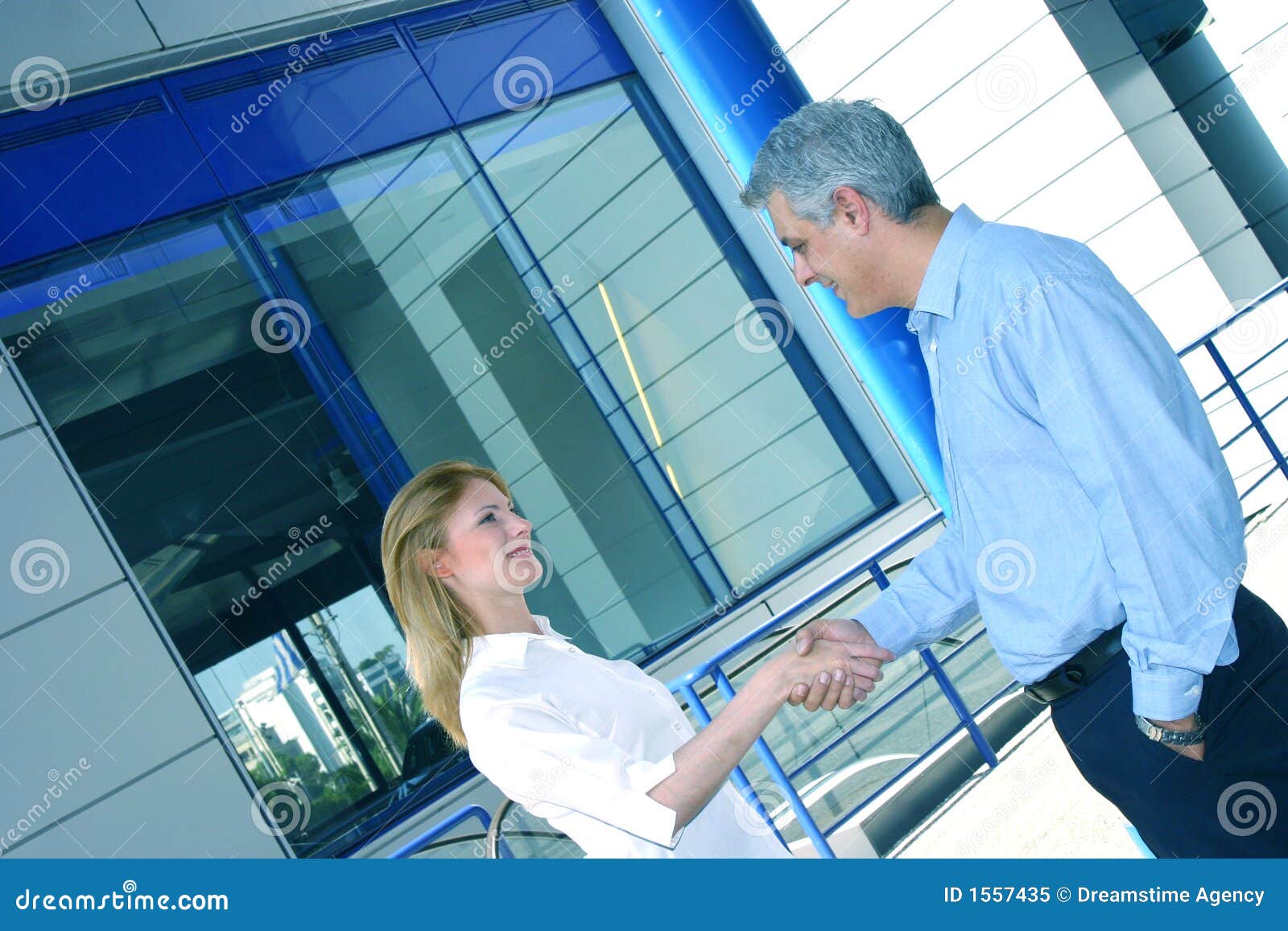 Two Business People Greet stock image. Image of businesswoman - 1557435
