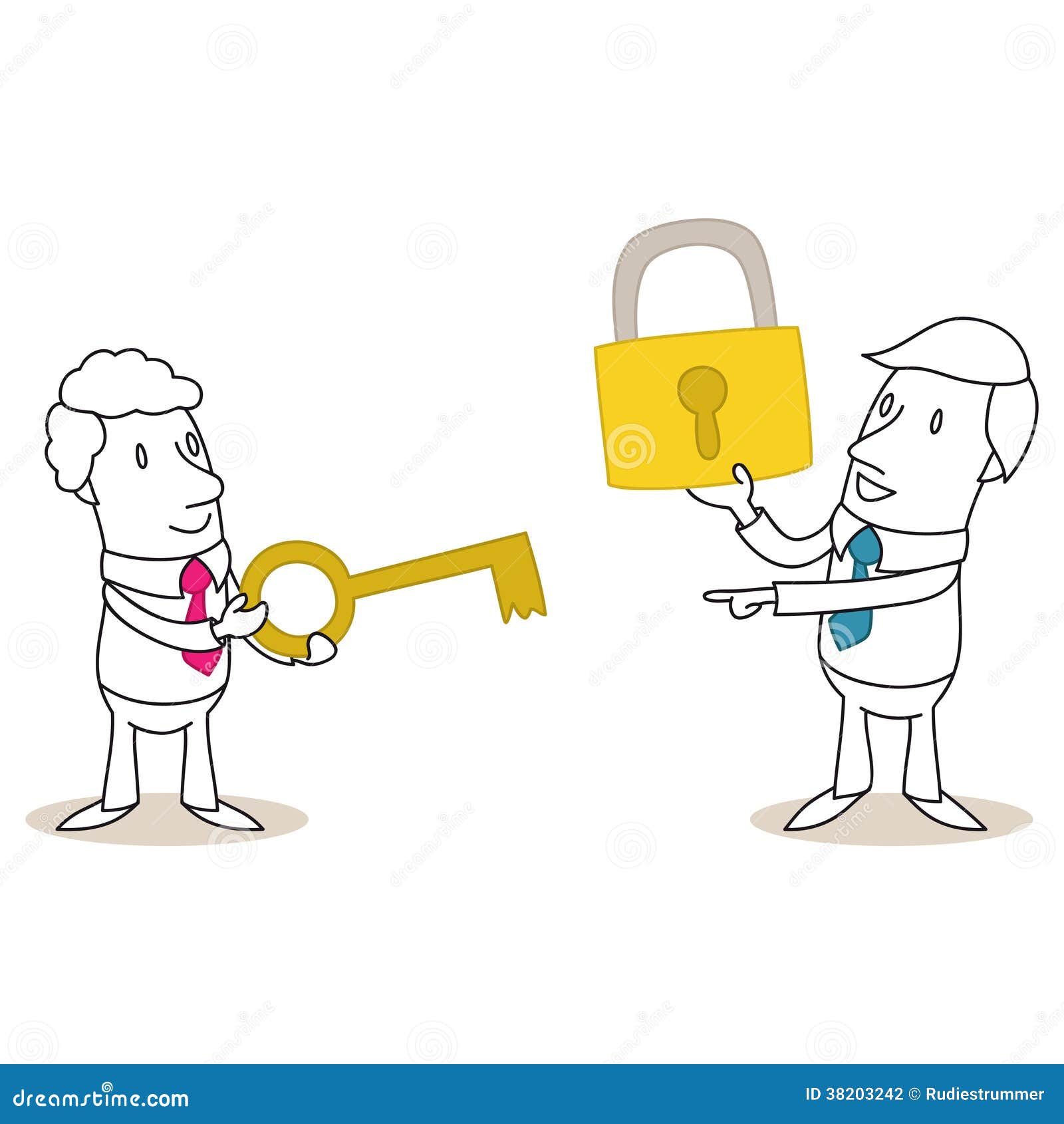 Two Business People with Key and Lock Stock Vector - Illustration of ...