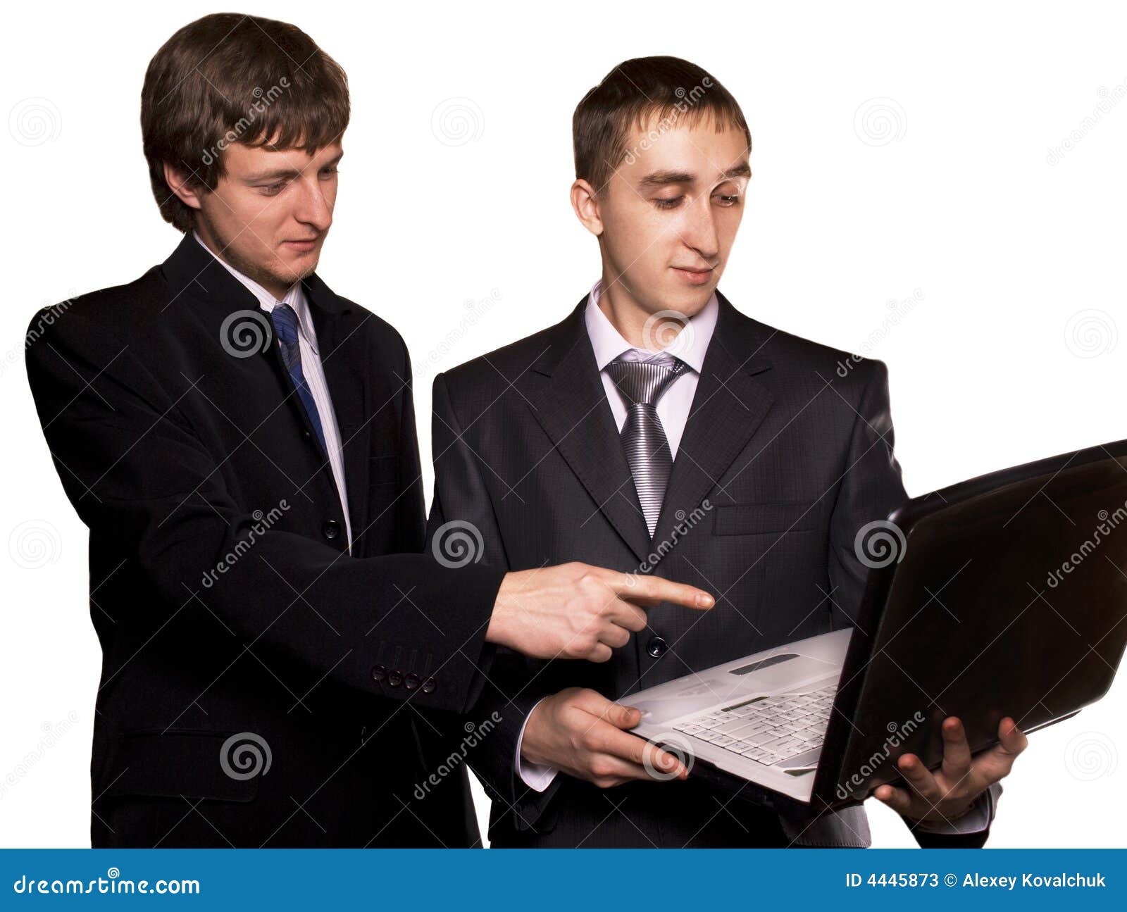 Two Business People Look in a Computer Stock Image - Image of partners ...