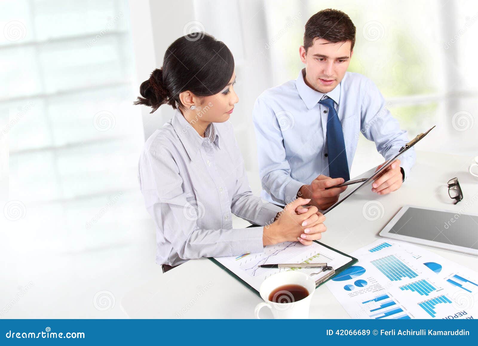 Two Business People at the Meeting Stock Image - Image of partner, male ...