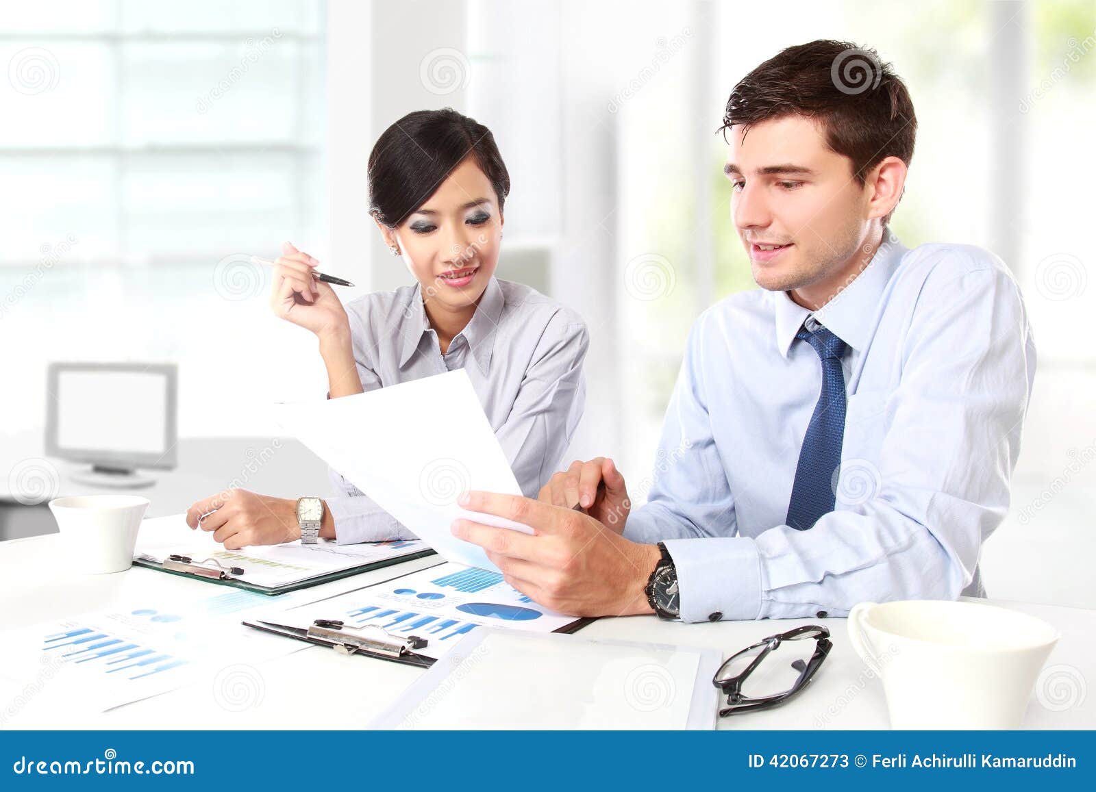 Two Business People at the Meeting Stock Image - Image of male, partner ...